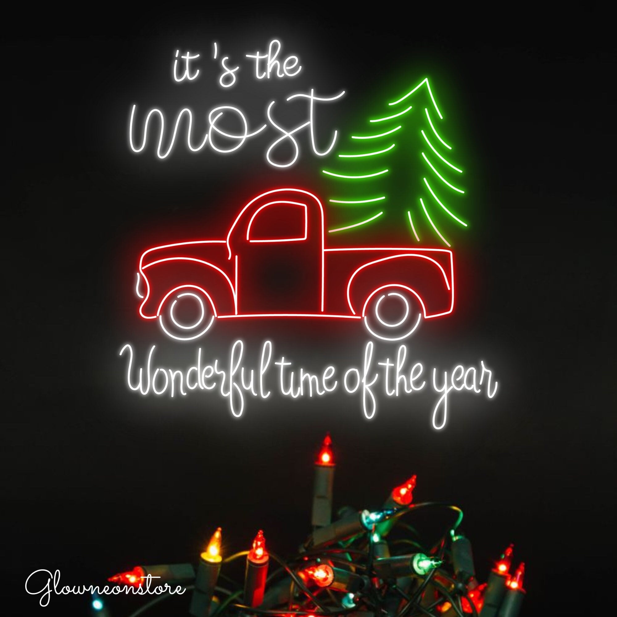 Glowneon The Most Wonderful Time Of The Year Neon Sign Custom Christmas ...