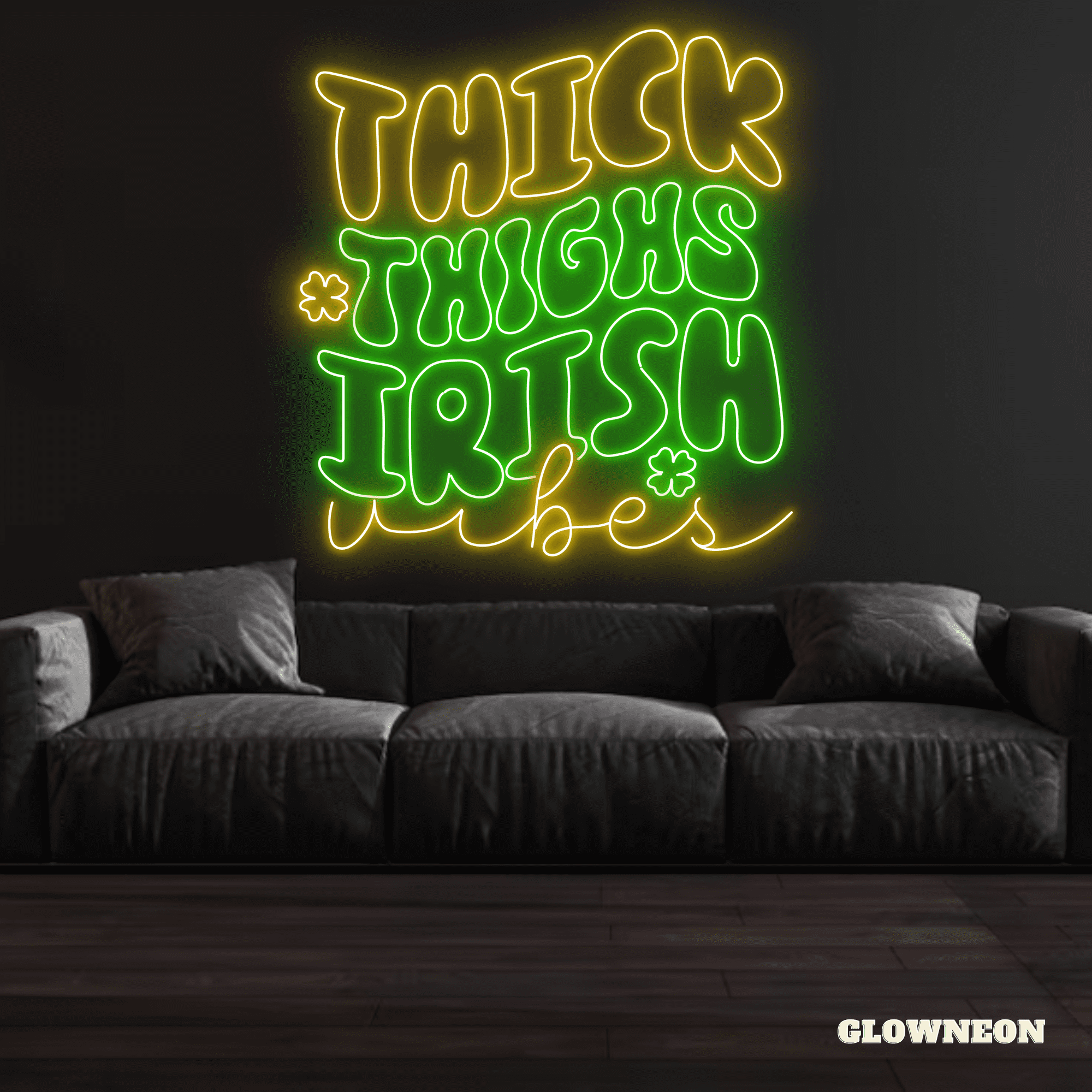 Glowneon Thick Thighs Irish Vibes Neon Sign, St Patrick's Day Decor ...
