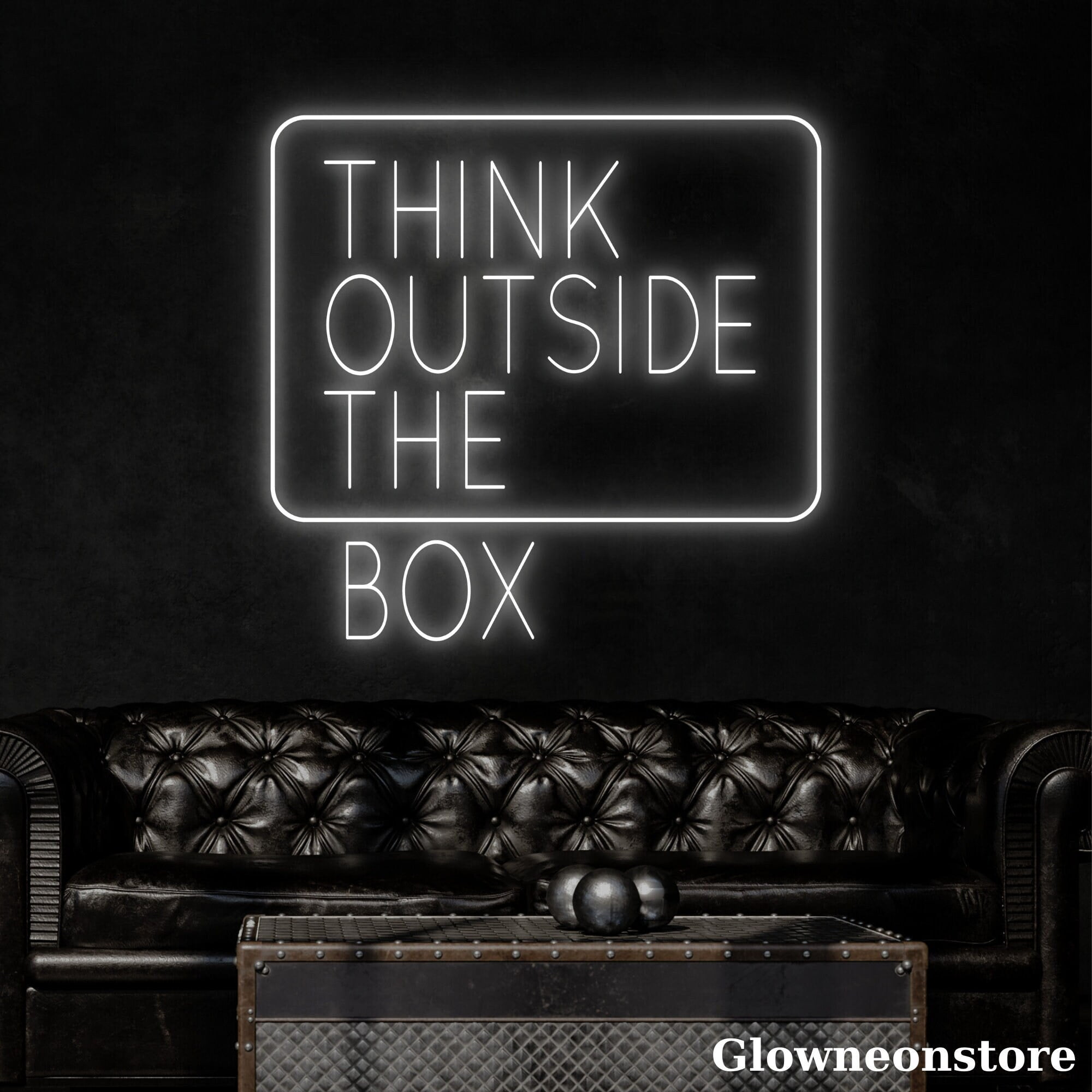 Glowneon Think Outside the Box Neon Sign, Motivation Quote Neon Sign ...