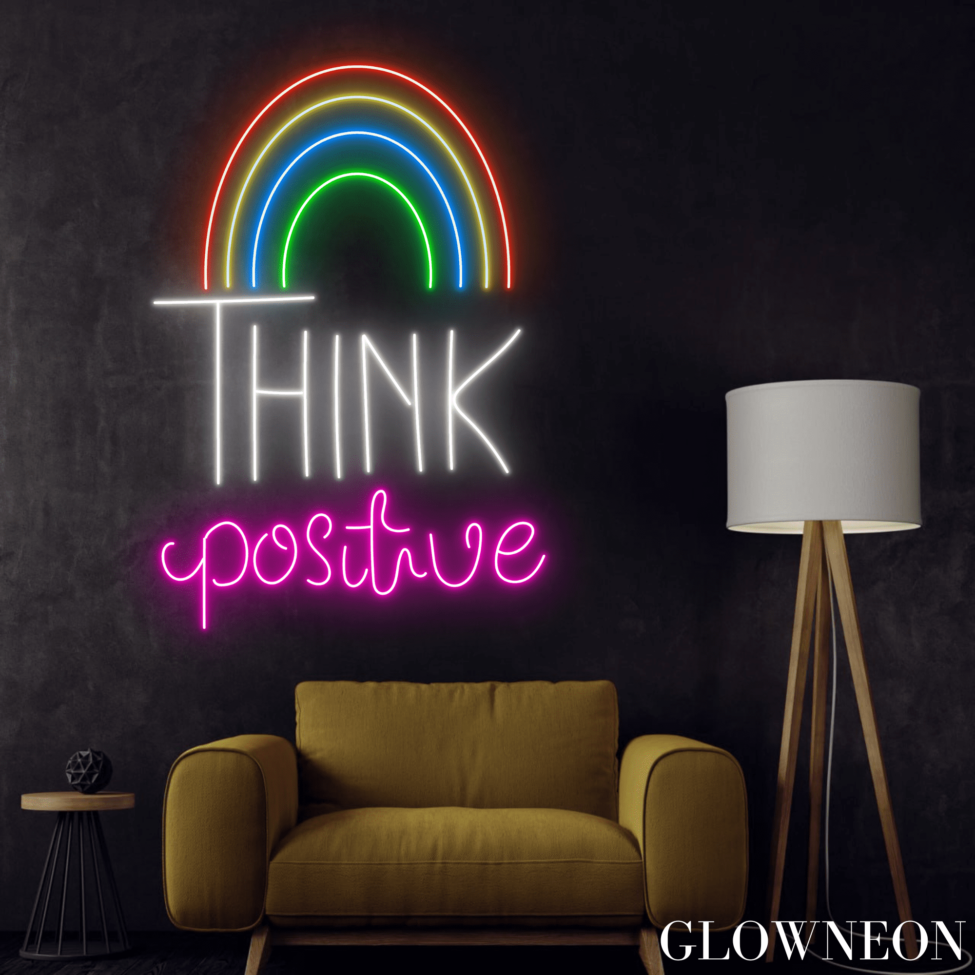 Glowneon Think Positive Neon Sign, LGBT Led Sign, Coffee Shop Decor - Walmart.com