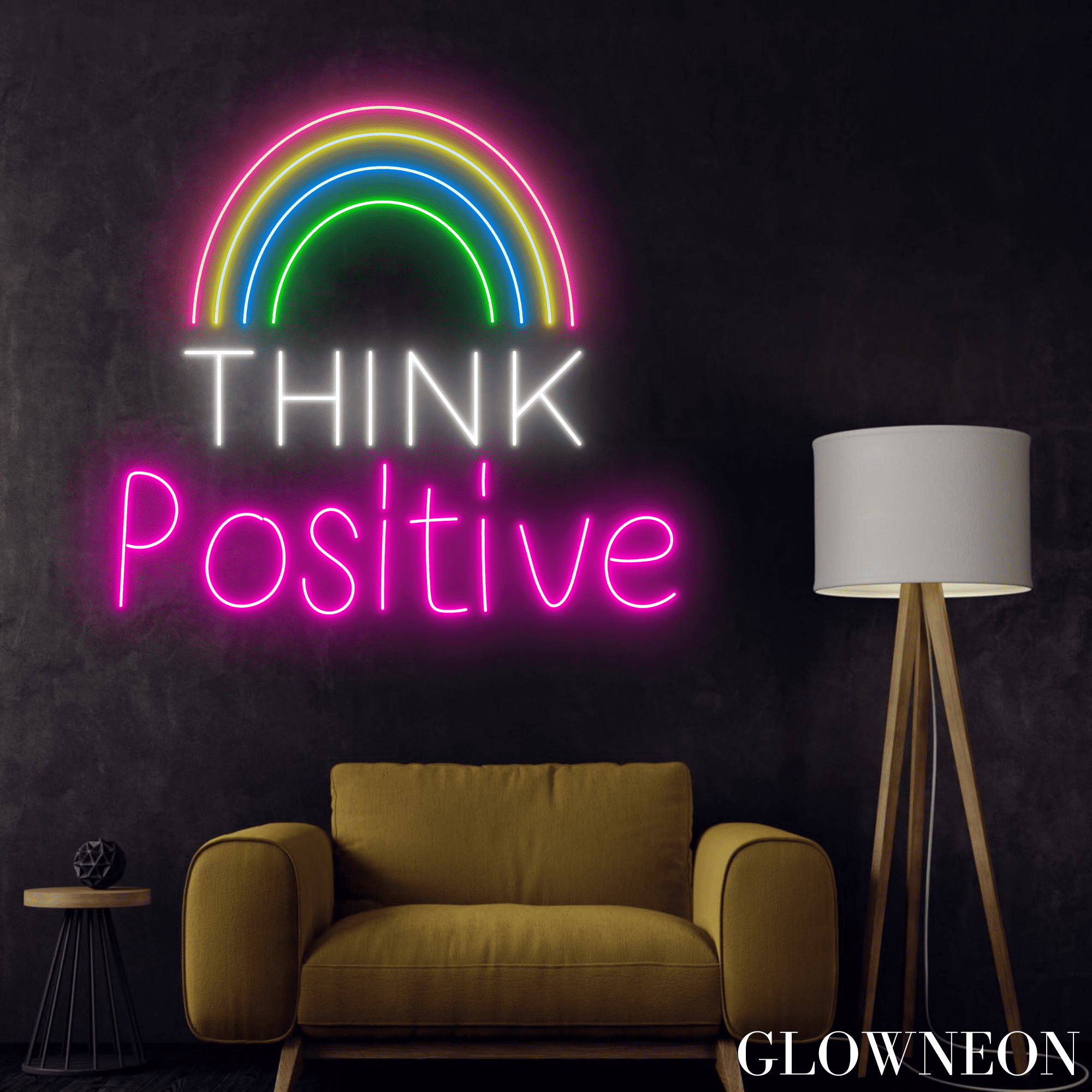 Glowneon Think Positive Neon Sign, LGBT Wedding Led Sign, Party Decor ...