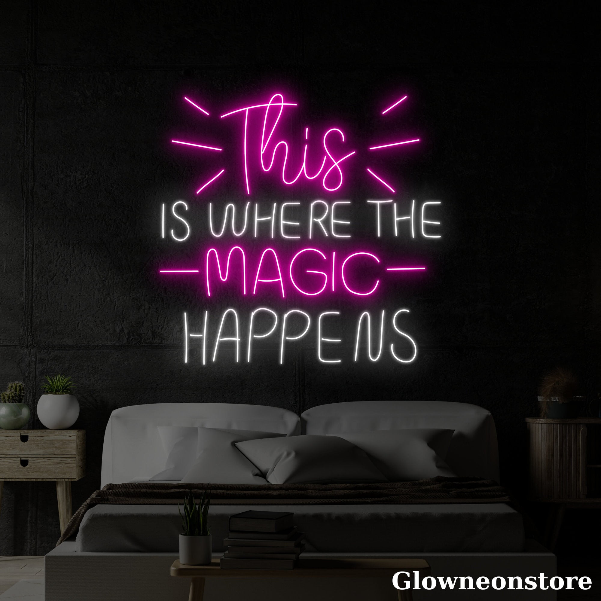 Glowneon This Is Where The Magic Happens Neon Sign, Custom Motivation ...