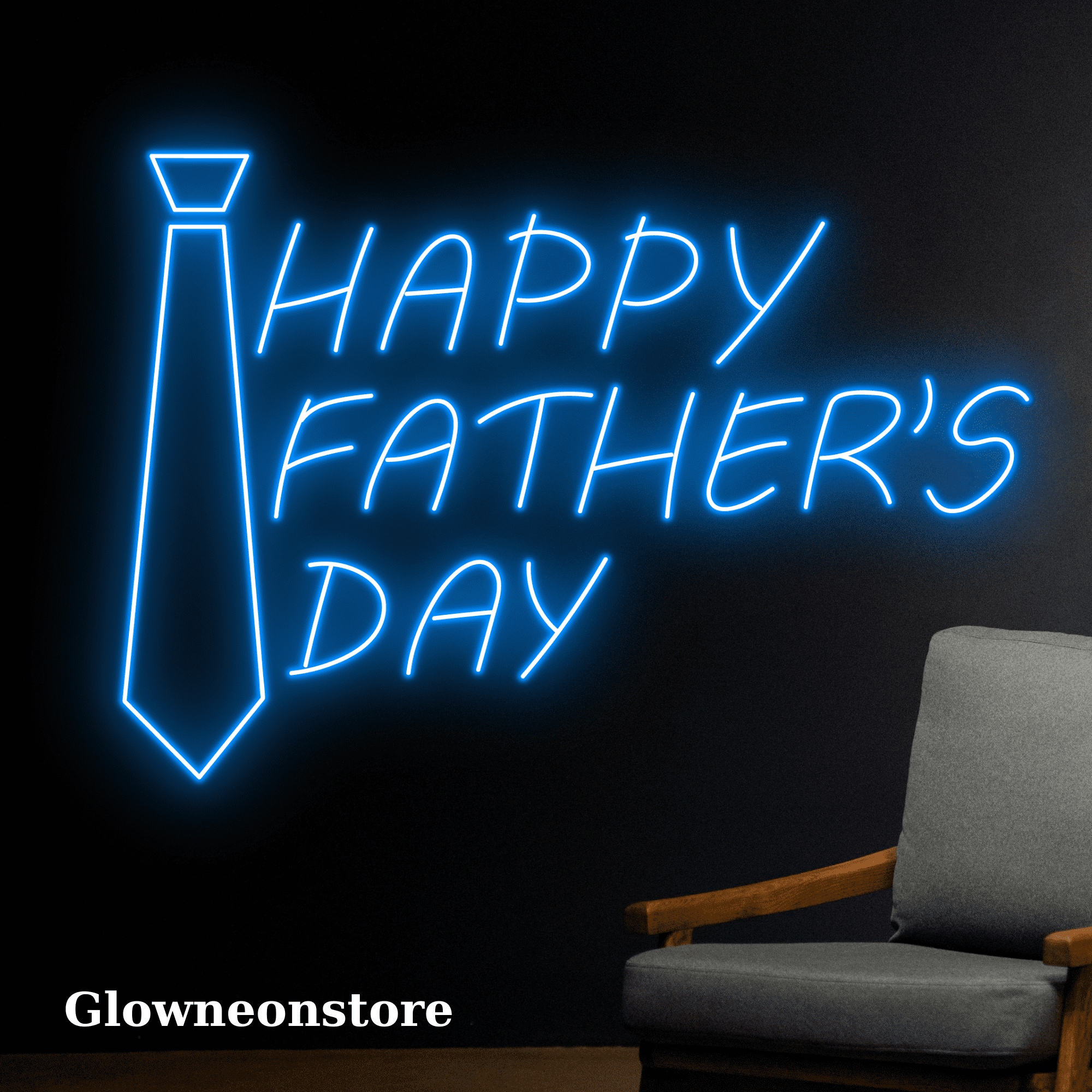 Glowneon Tie Happy Father's Day Neon Sign, Gift Idea Father Day Decor ...
