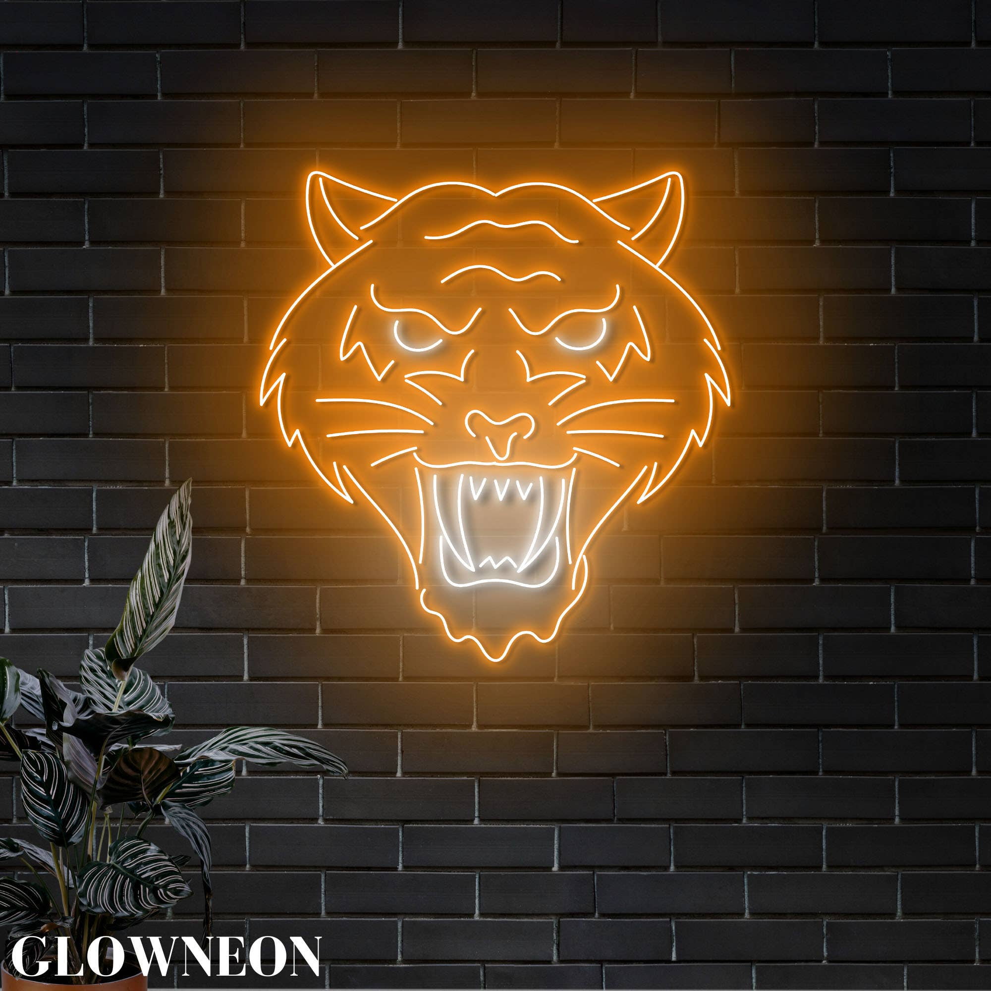 Glowneon Tiger Face Neon Wall Decor, Tiger Wild Animal Home Bar Decor ...
