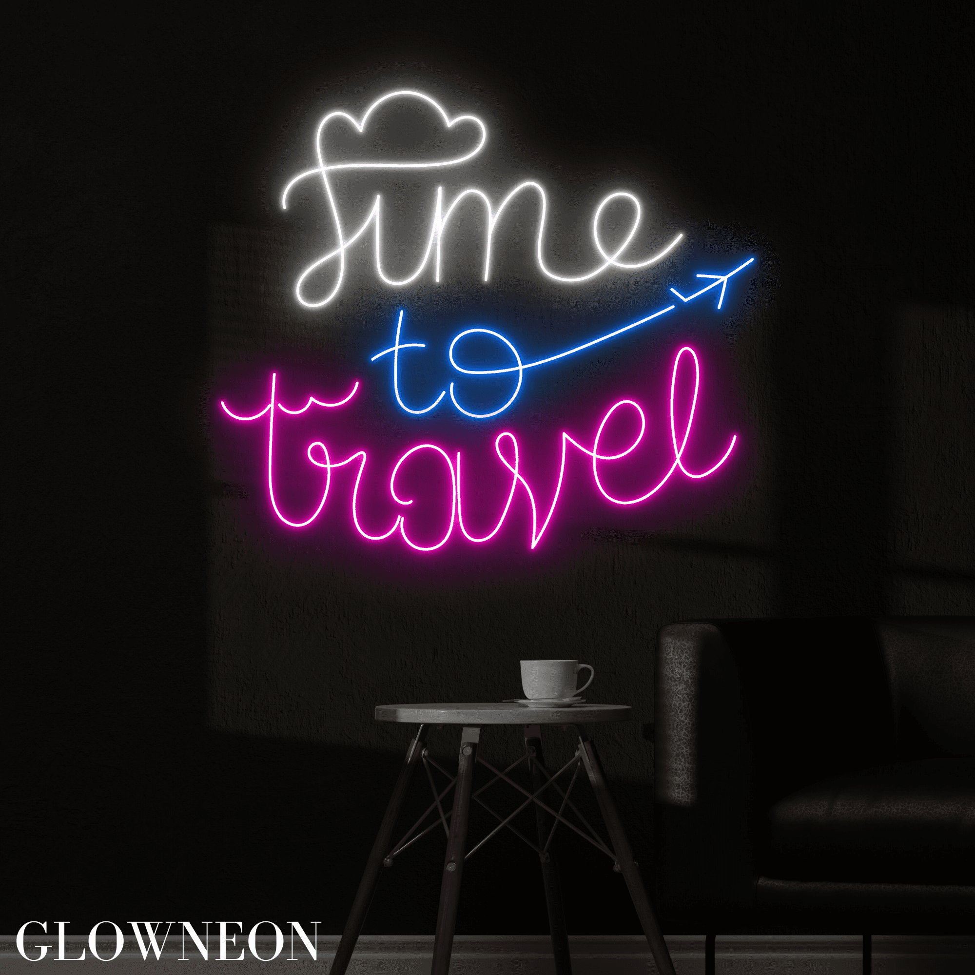 Glowneon Time To Travel Led Light Sign For Travel Agency Decoration ...