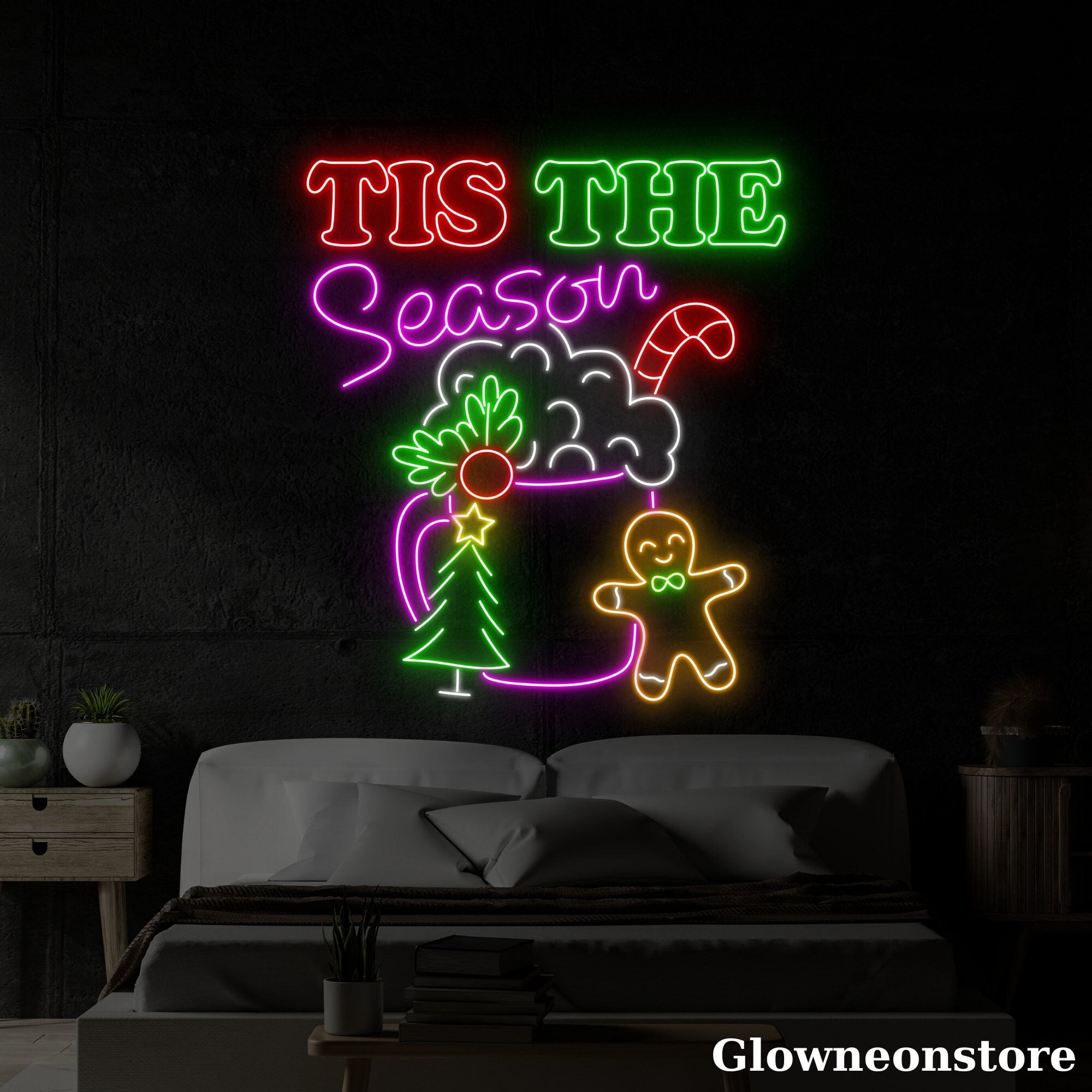 Glowneon Tis The Season Neon Sign, Hot Chocolate Cup LED Sign, Coffee ...