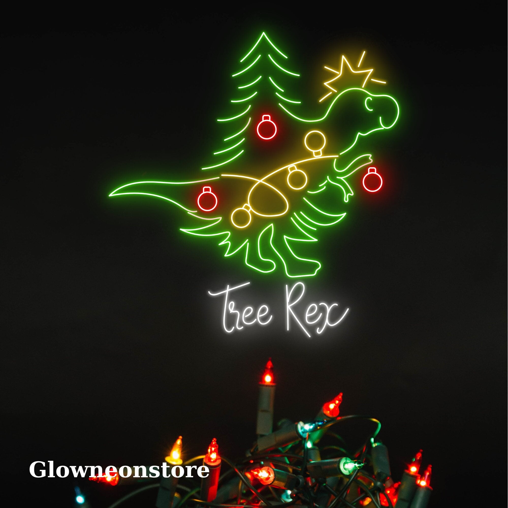 Glowneon Tree Rex Christmas Neon Sign, Tree Rex Christmas Led Sign ...