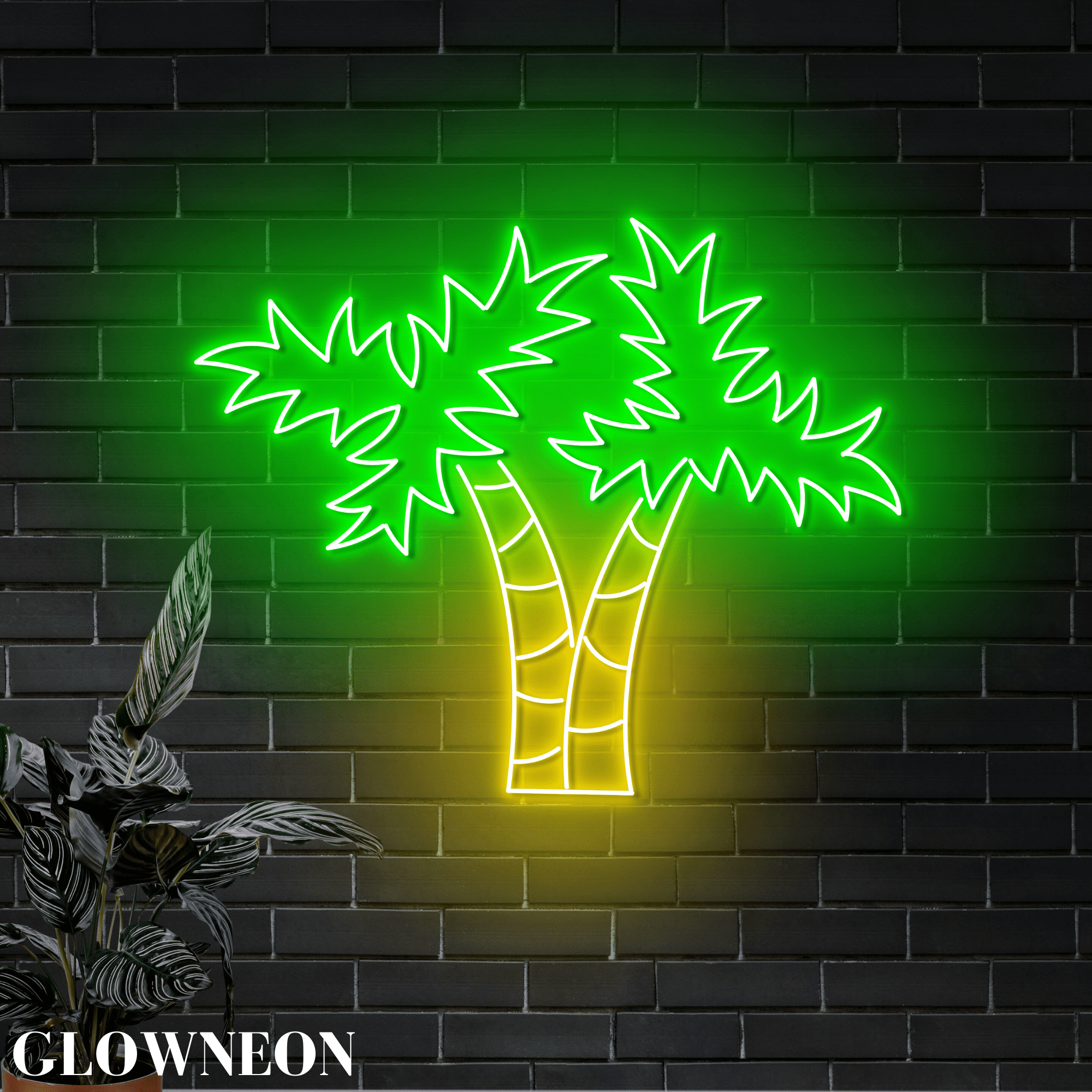 Glowneon Tropical Palm Tree Neon Decoration, Palm Tree Wall Led Light ...