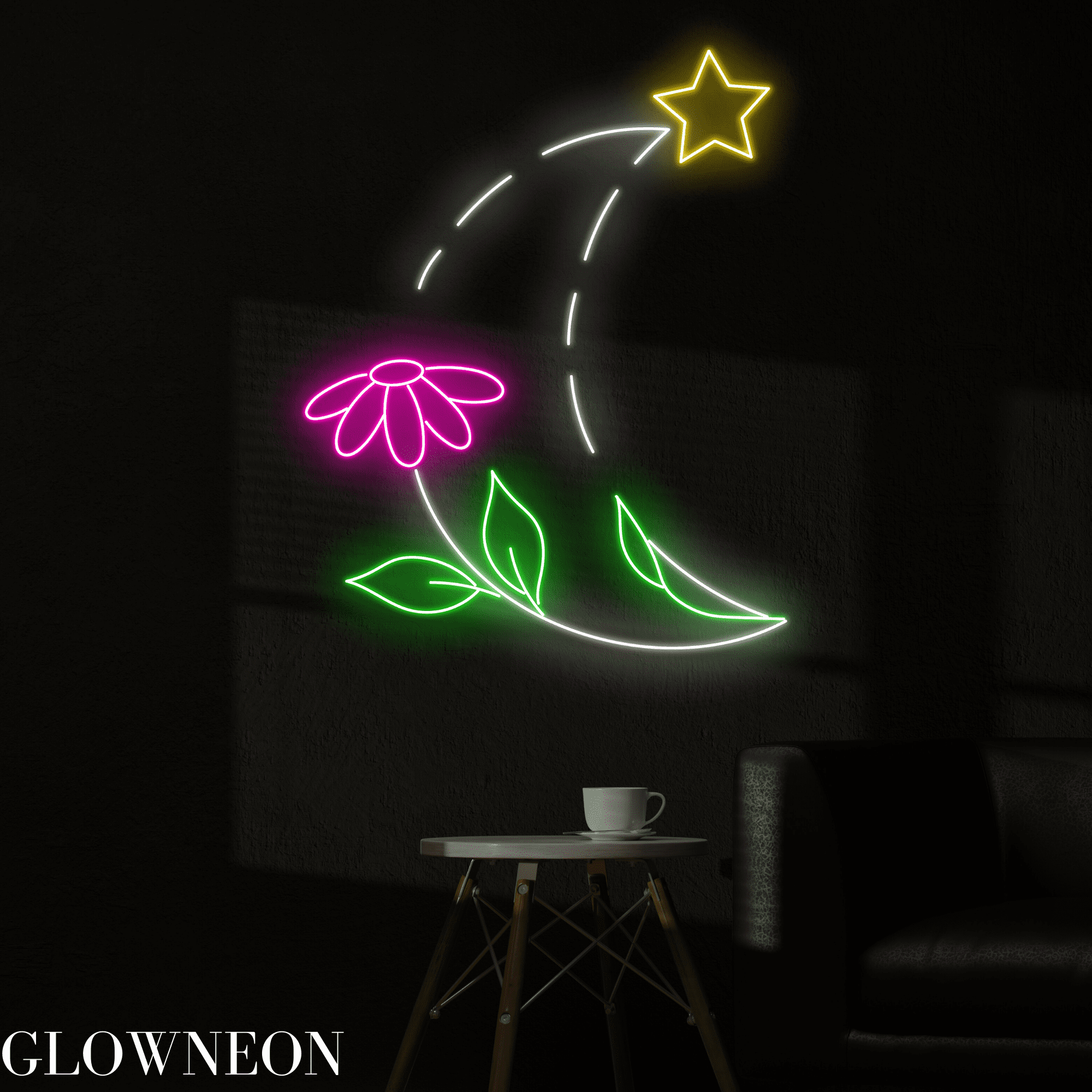 Glowneon Tulip Flower Moon Neon Sign, Tulip Flower Moon Led Light ...