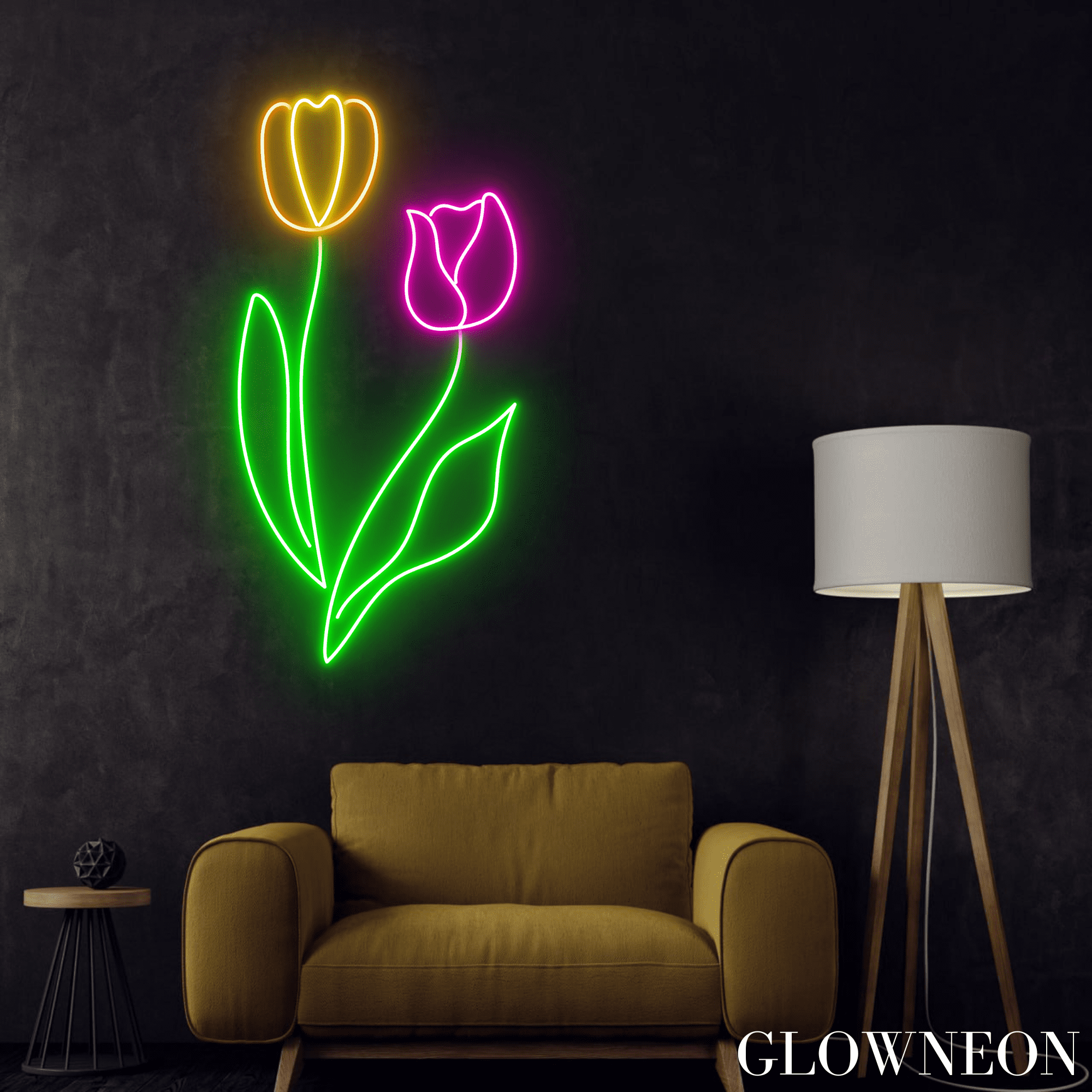 Glowneon Tulip Neon Sign, Tulip Flower Led Sign, Flower Shop Decor ...