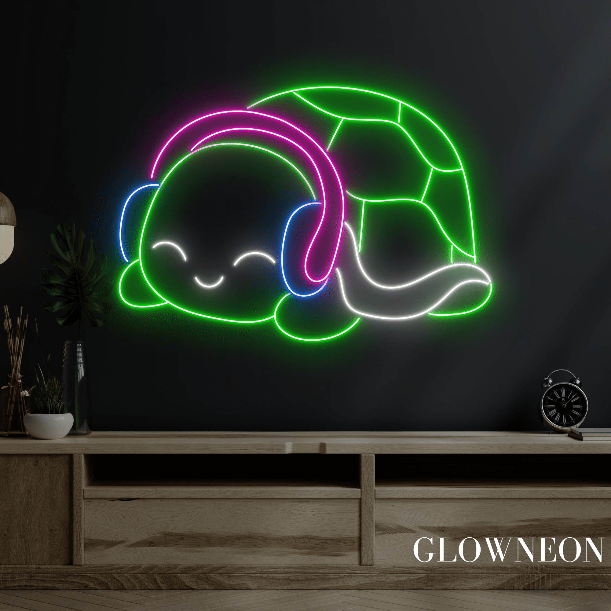 Glowneon Turtle Headphone Neon Sign, Turtle Led Sign, Gift For Kids ...