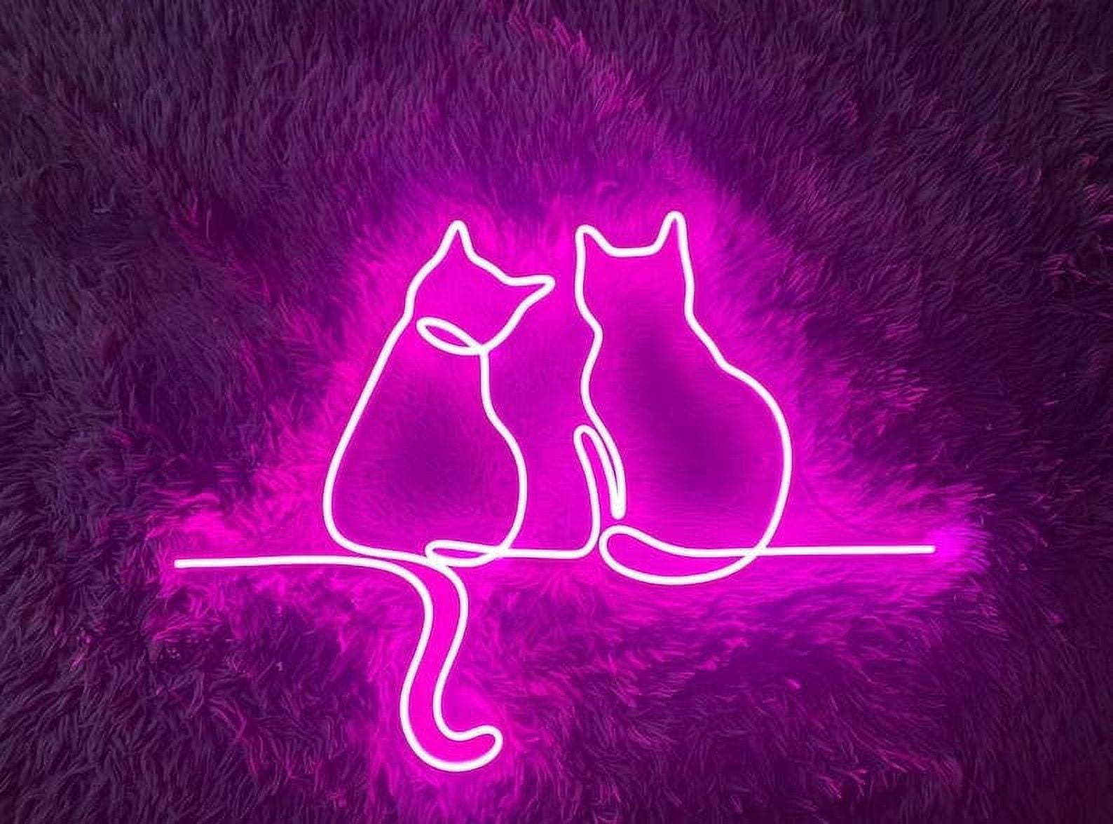 Glowneon Two Cat Neon Signs, Cute Cat LED Light, Cat Lover Room Decor ...
