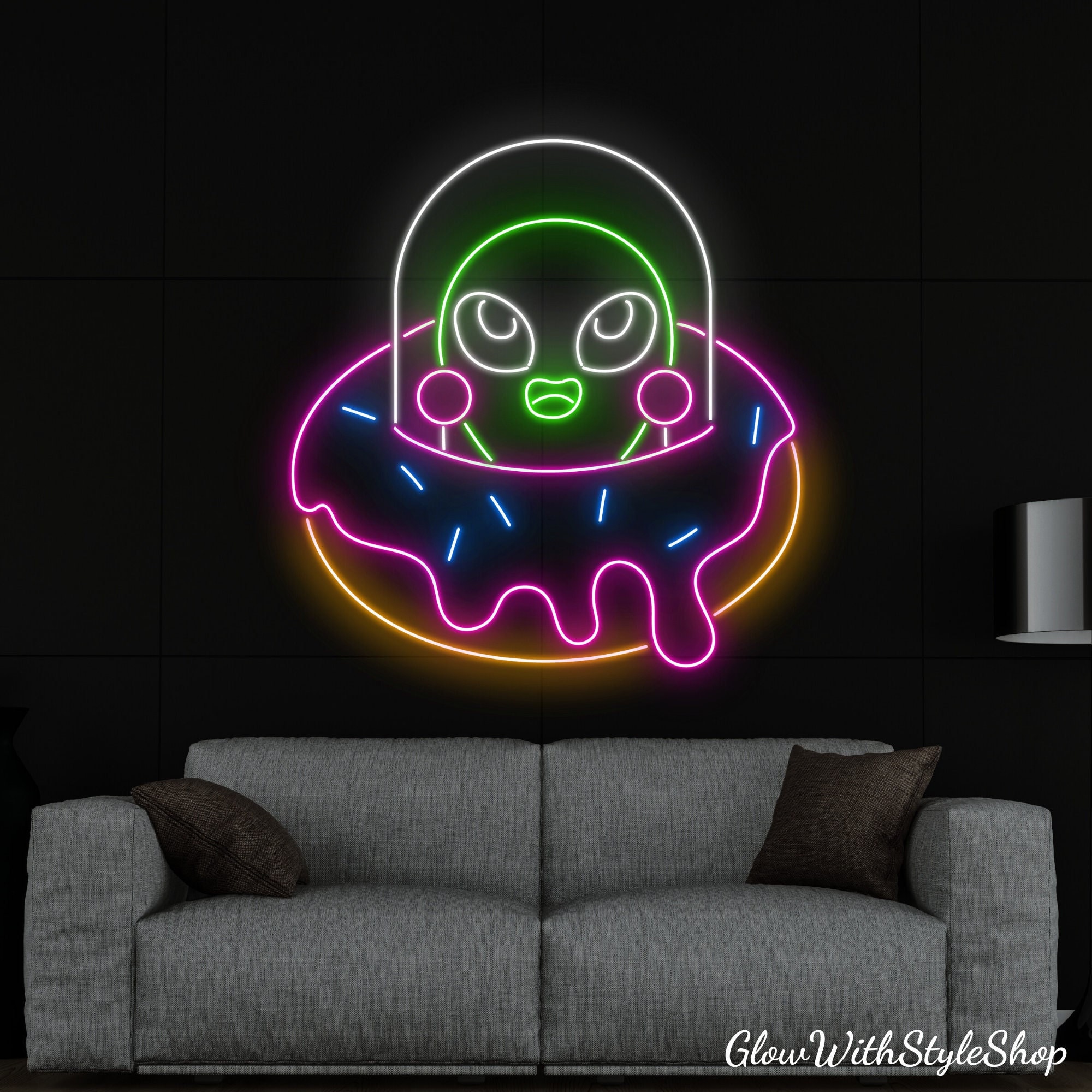 Glowneon UFO Alien Donut Neon Sign, Alien Donut Led Sign, UFO Led Light ...