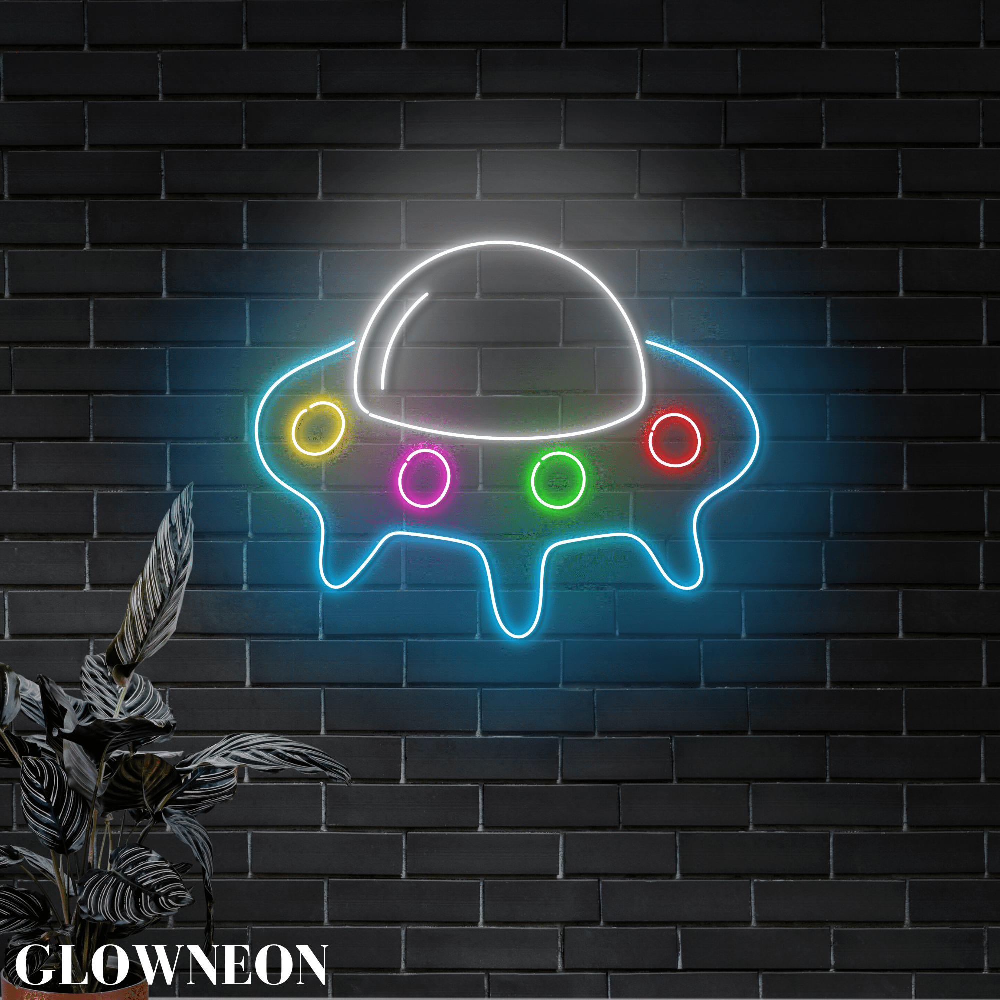 Glowneon UFO Spaceship Neon Wall Decor, Universe UFO Sign, UFO Decor ...