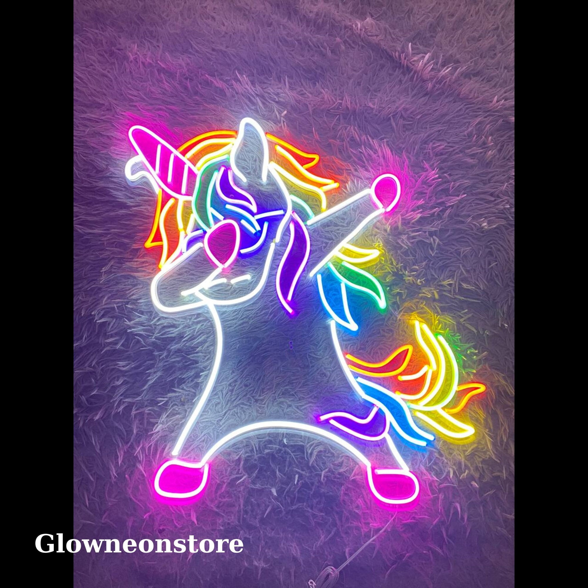 Glowneon Unicorn Dab Neon Sign, Dabbing Unicorn Led Sign, Unicorn Dab ...