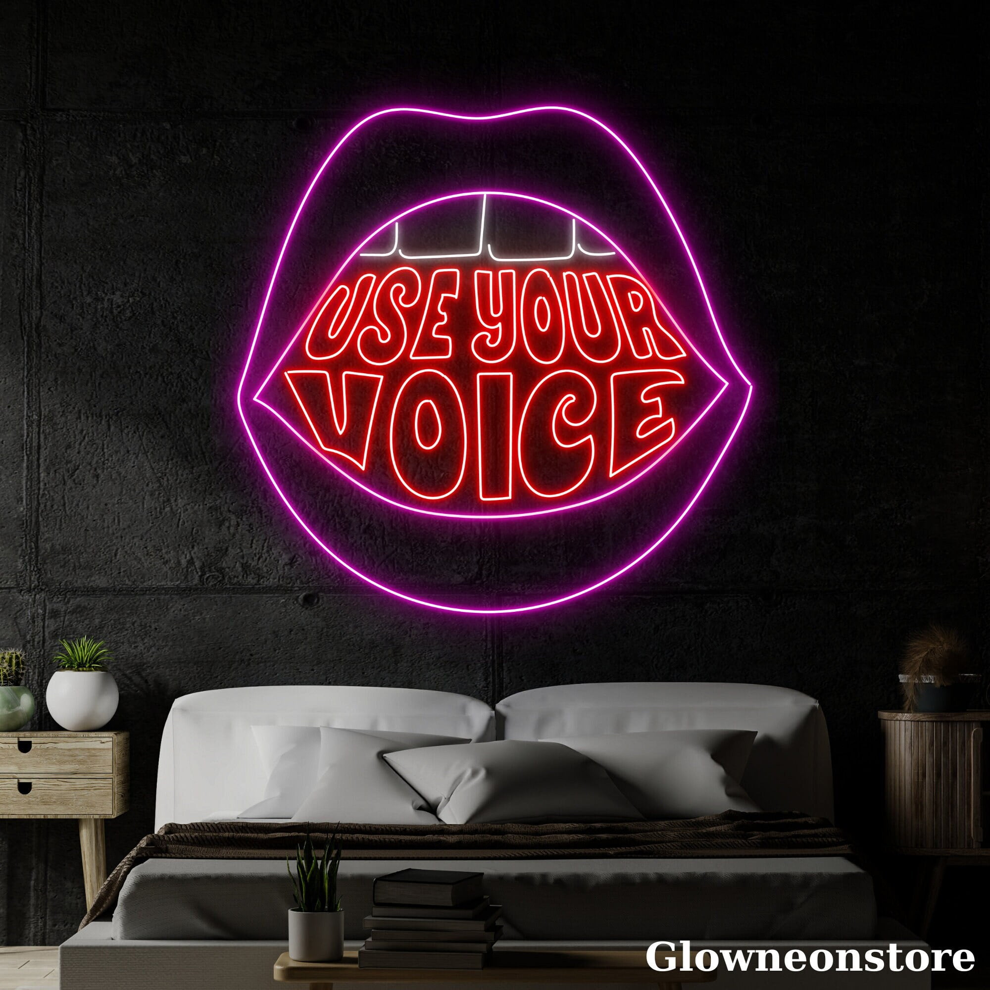 Glowneon Use Your Voice Neon Sign Quote Led Sign Sexy Lips Led Light