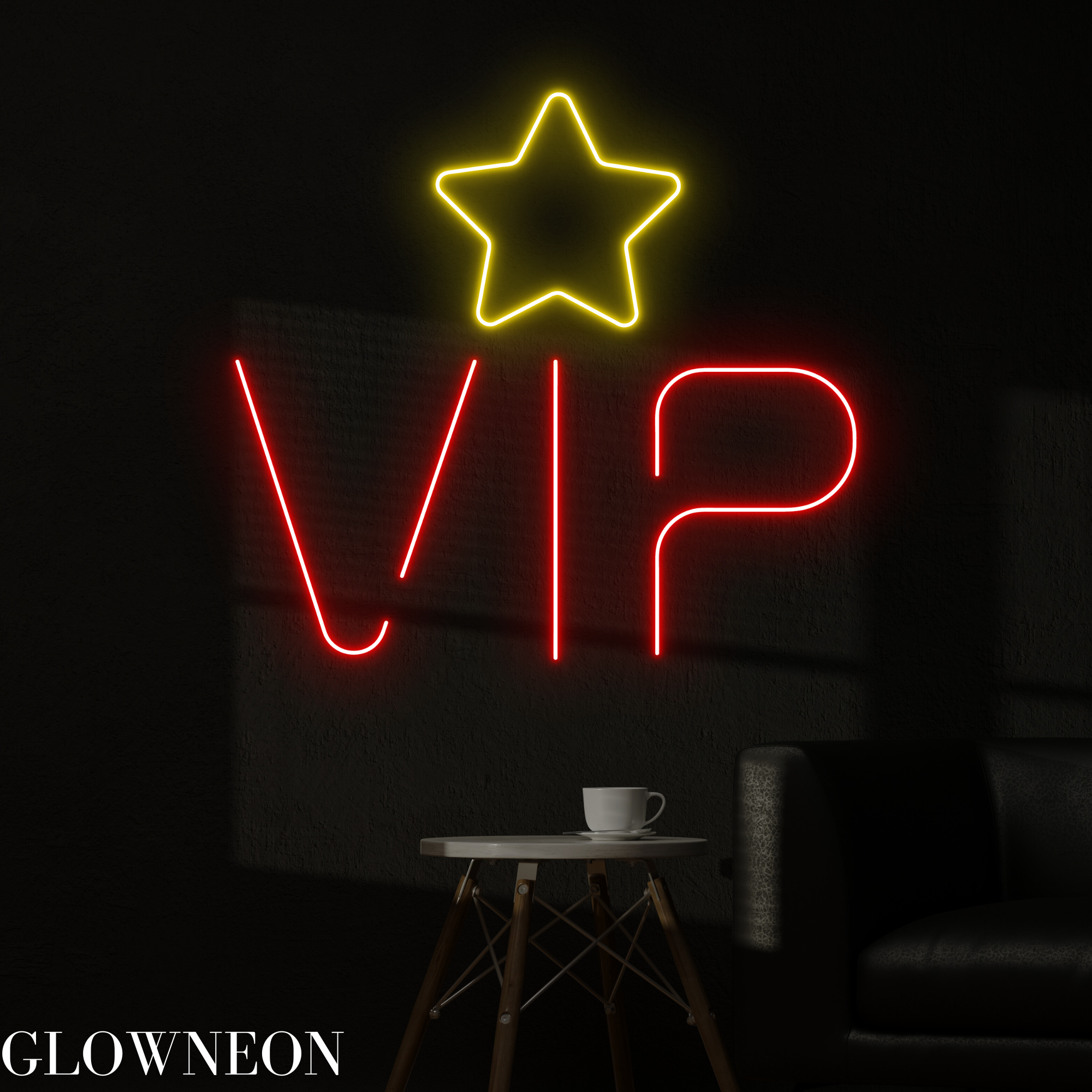 Glowneon VIP Star Neon Sign, VIP Lounge Led Sign, VIP Room Wall Decor ...