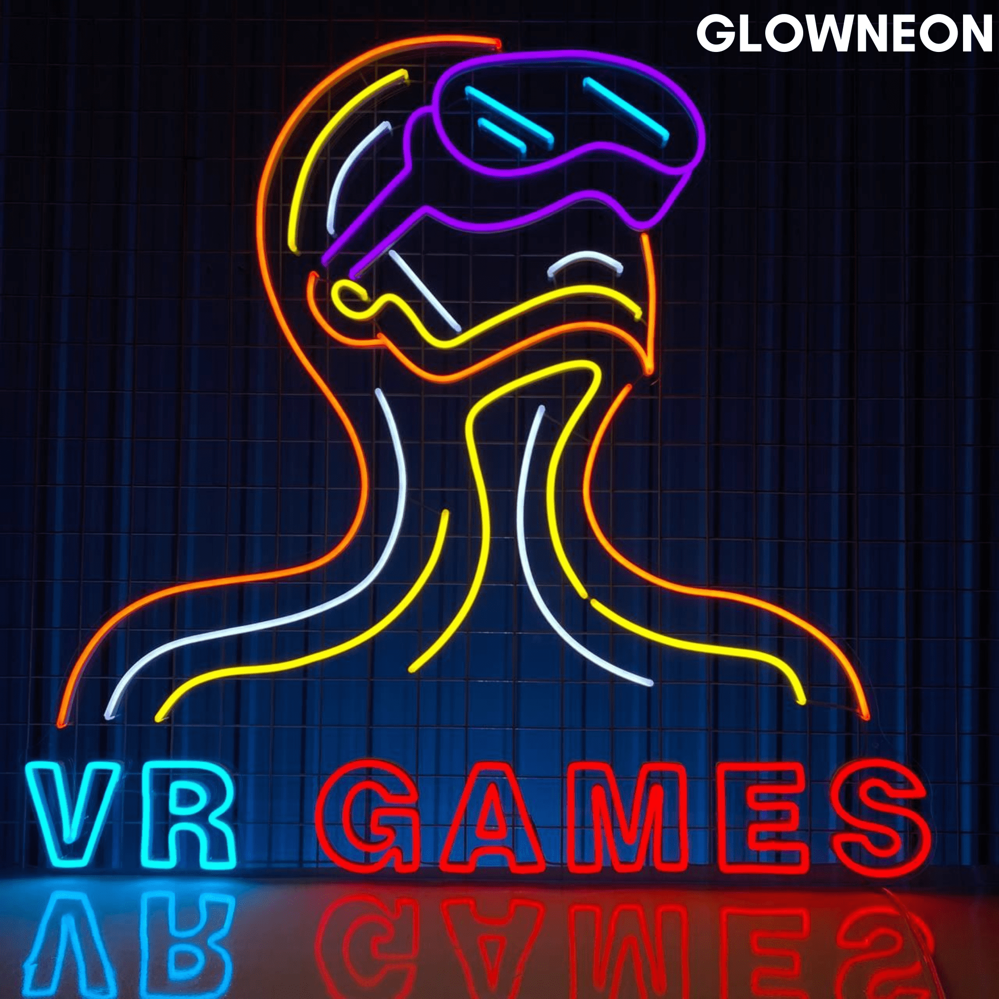 Glowneon VR Games Neon Sign, Man Wear VR Glasses Led Sign, Game Decor ...