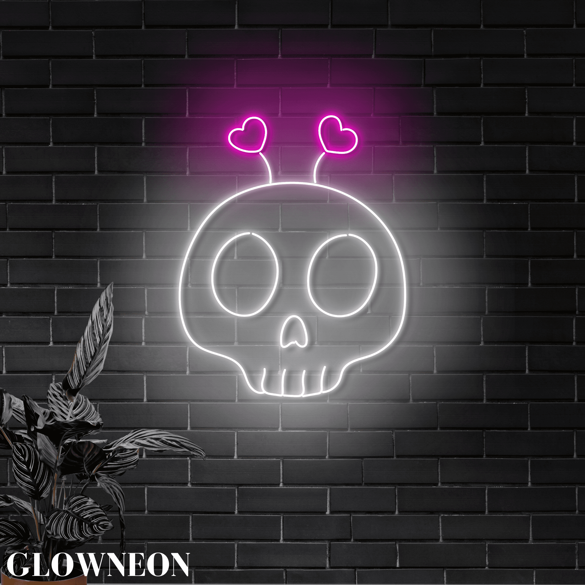 Glowneon Valentine Skull Heart Wall Led Light, Valentine's Day Decor ...