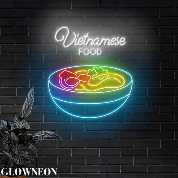 Glowneon Vietnamese Food Neon Sign, Vietnamese Restaurant Wall Decor ...