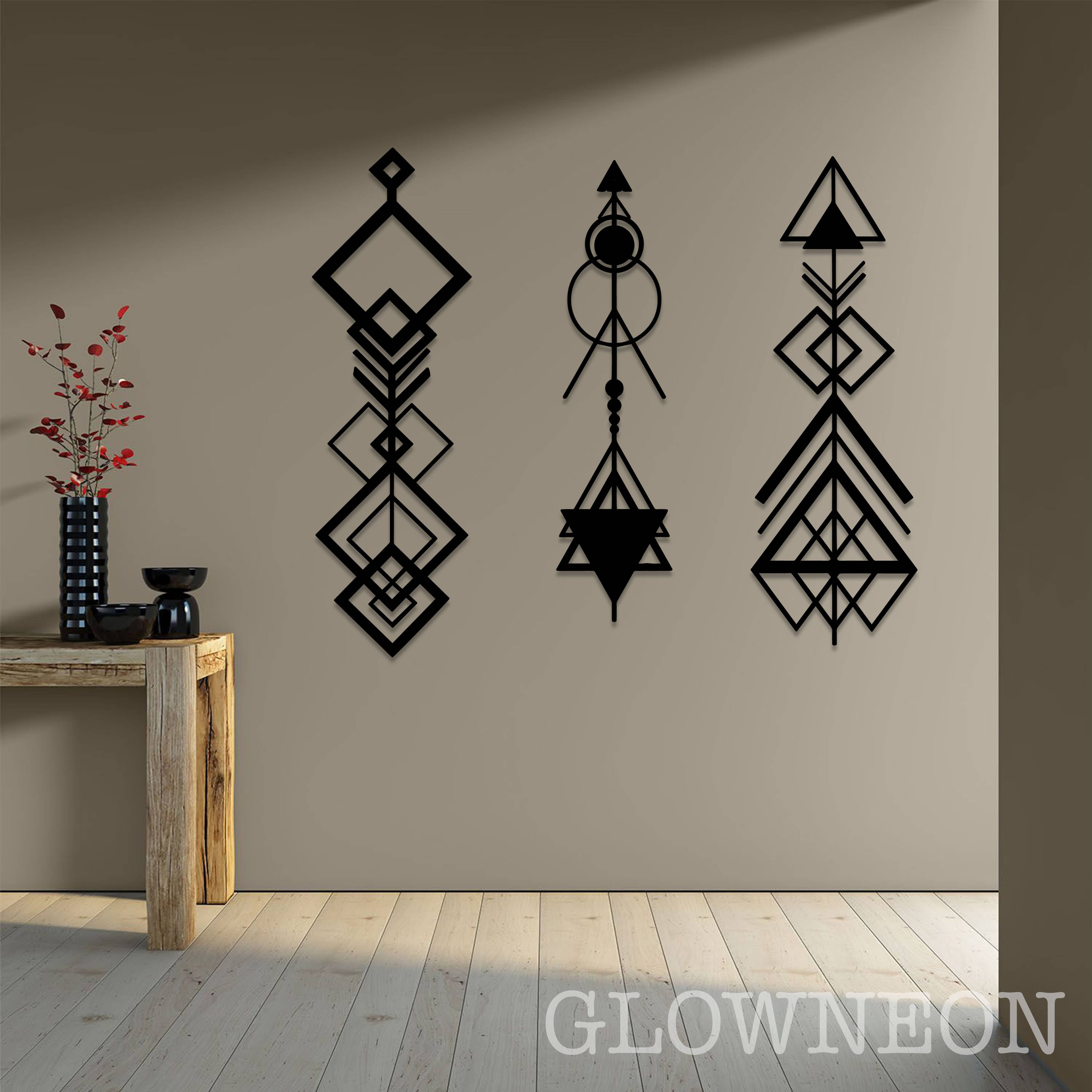 Glowneon Viking Geometric Metal Wall Art, Viking 3 Panels Wall Decor ...