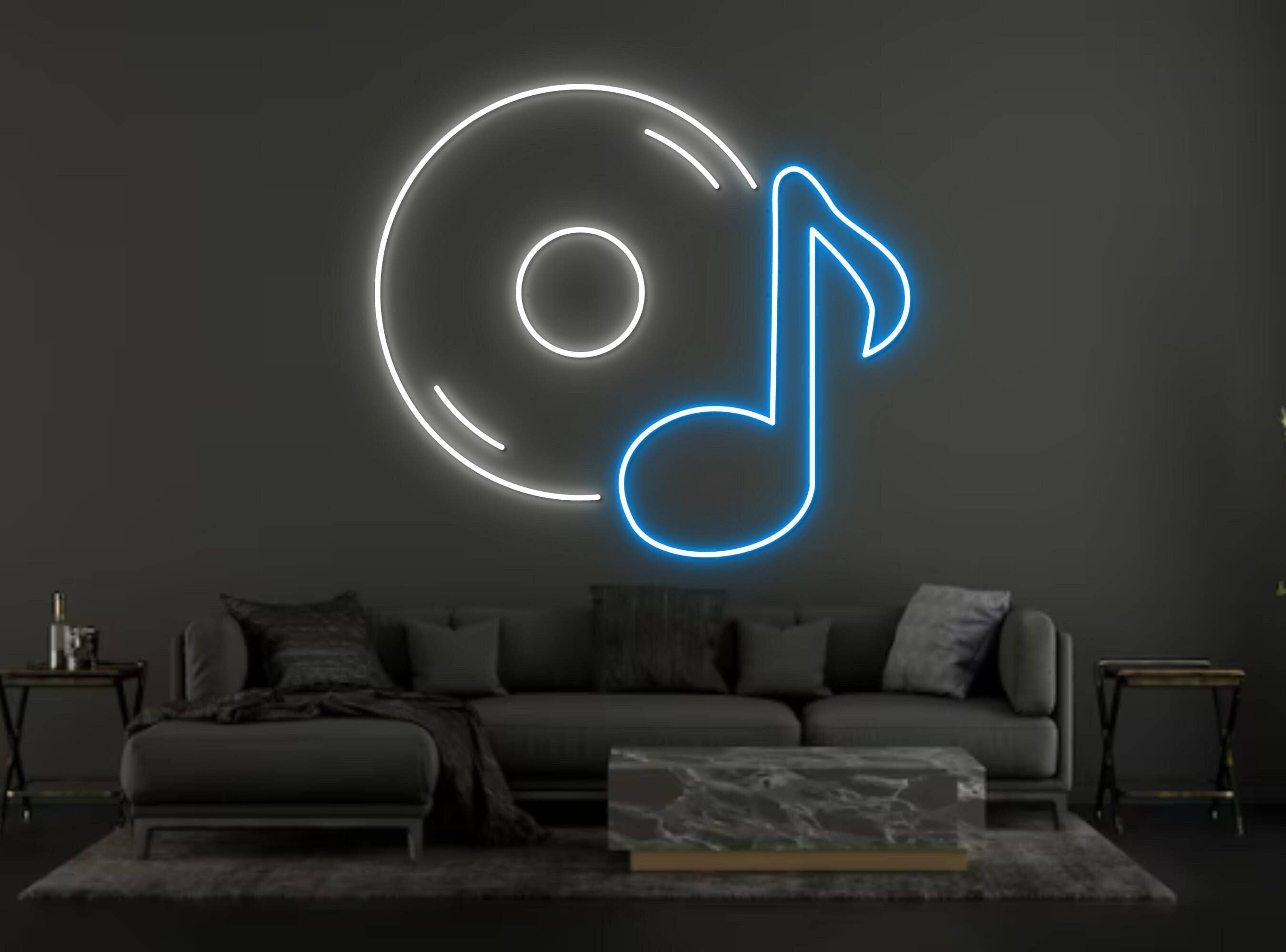Glowneon Vinil Record Musical Notes Neon Sign, Musical Notes LED Sign ...