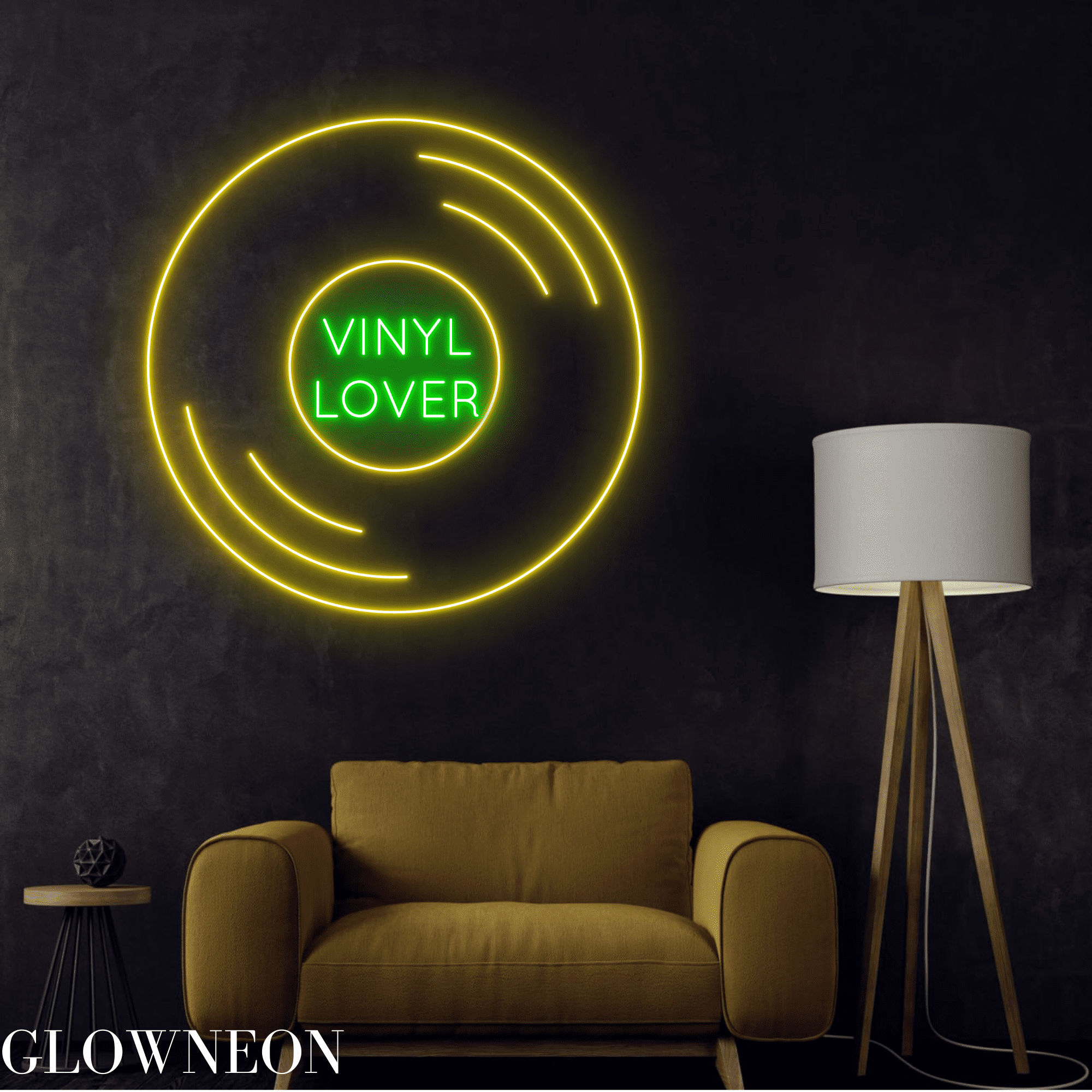 Glowneon Vinyl Lover Decor Sign, Retro Music Record Player Neon Led ...
