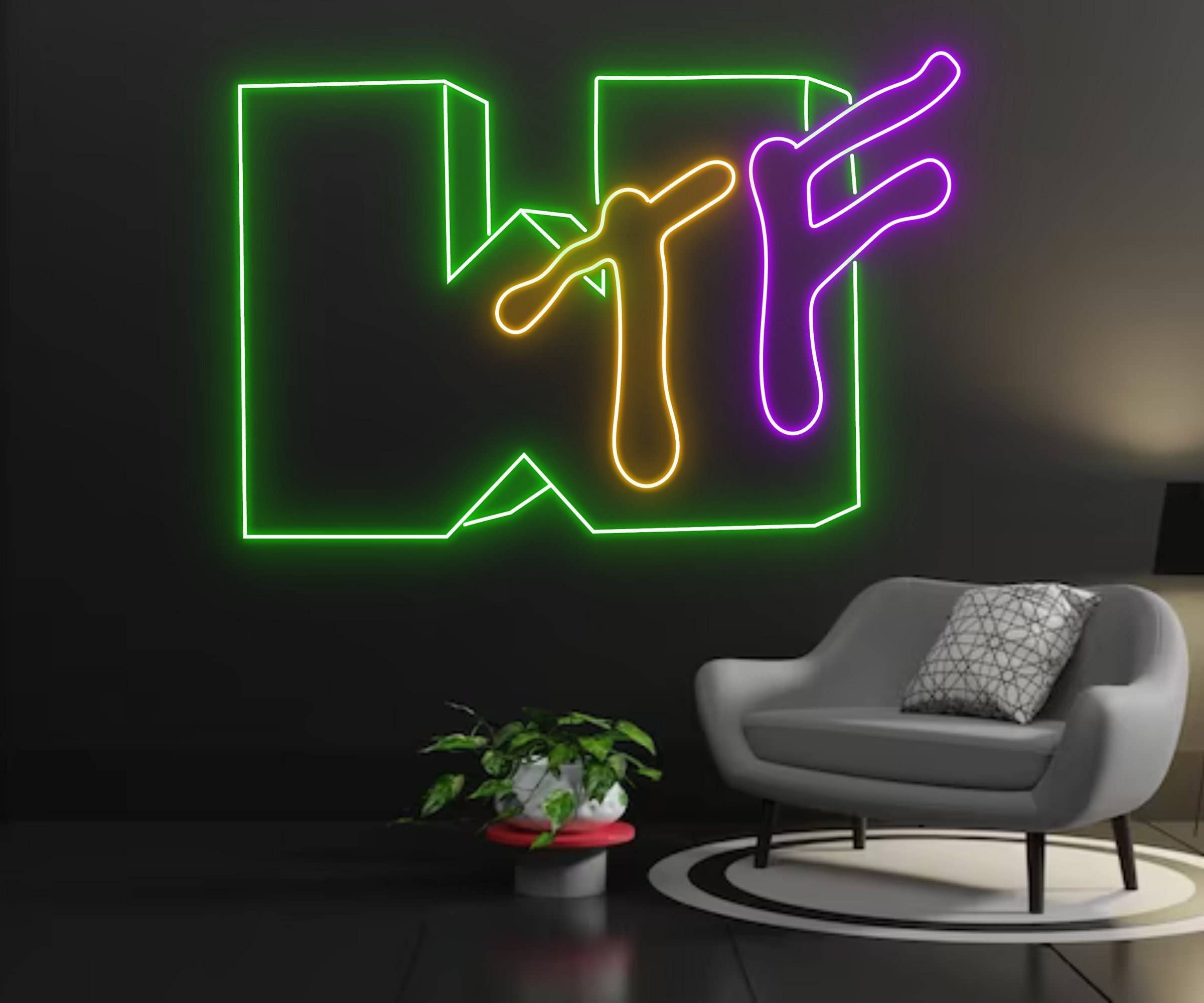 Glowneon WTF Neon Sign, Man Cave Bedroom LED Light Wall Decor - Walmart.com