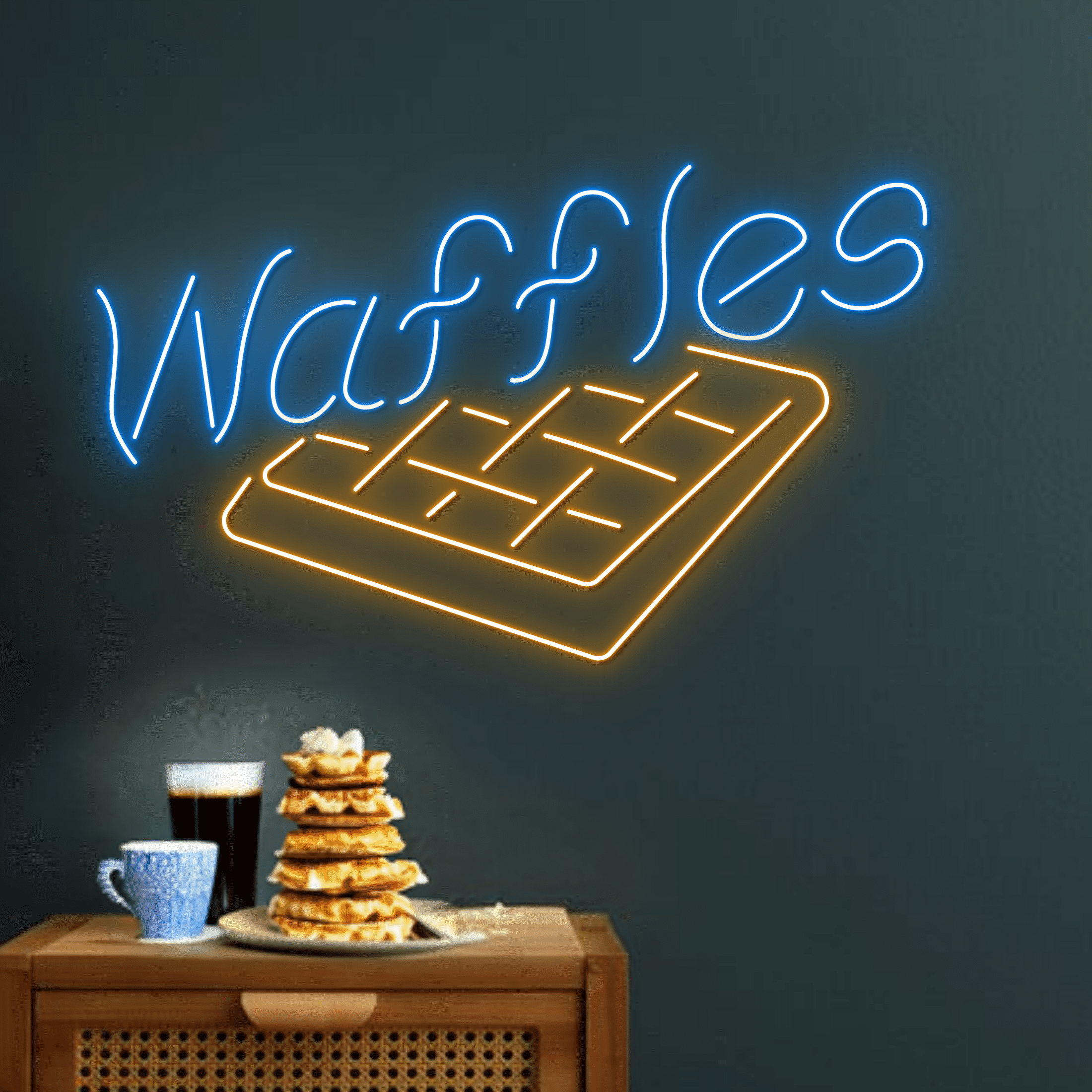 Glowneon Waffle Neon Signs, Coffee Waffle House Open Sign LED Decor ...