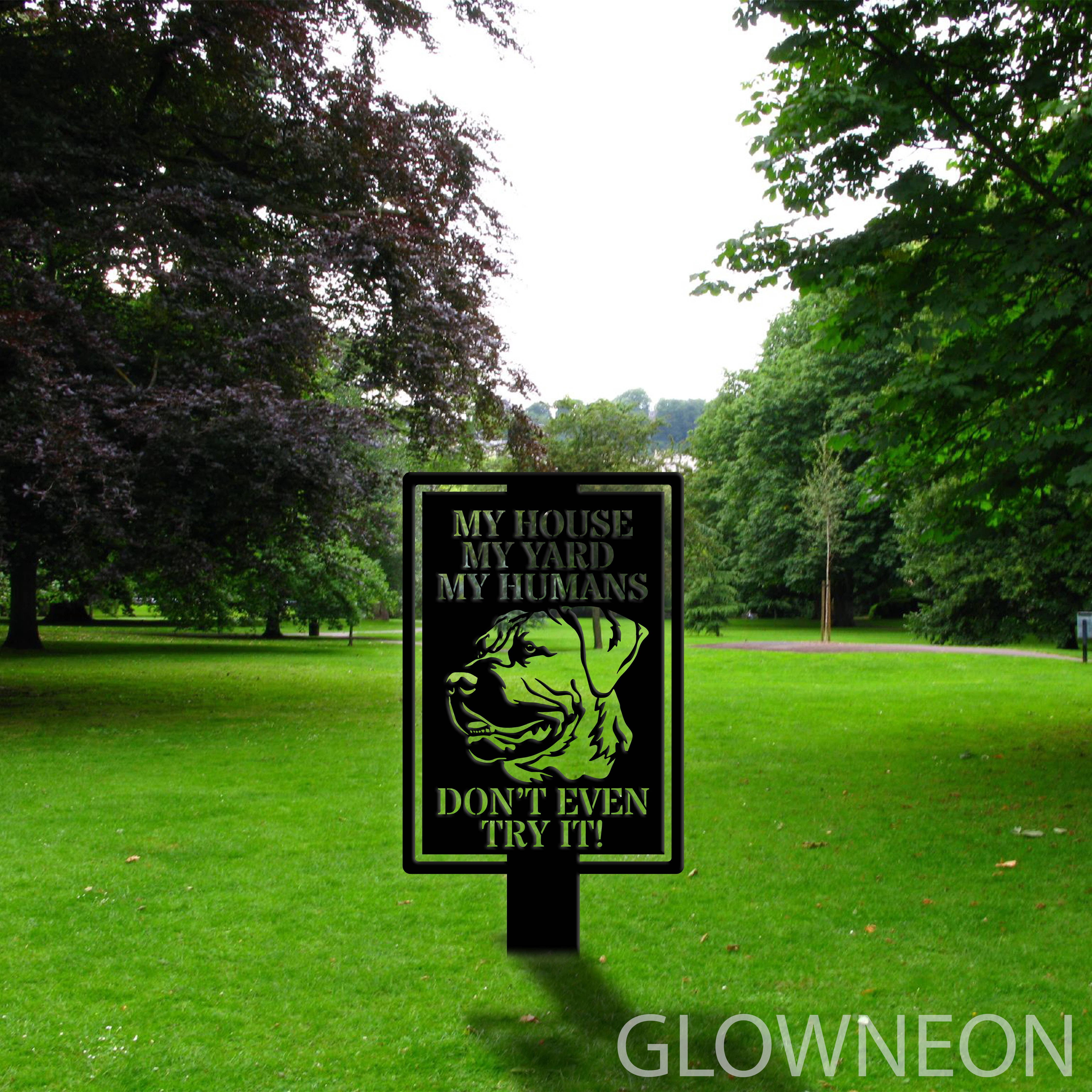 Glowneon Warning Boerboel Dog Sign, Warning Dog Metal Yard Stake Sign ...