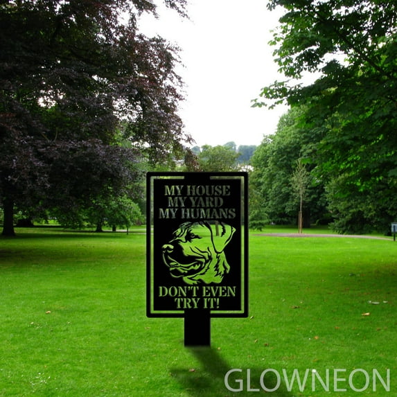 Glowneon Warning Boerboel Dog Sign, Warning Dog Metal Yard Stake Sign ...