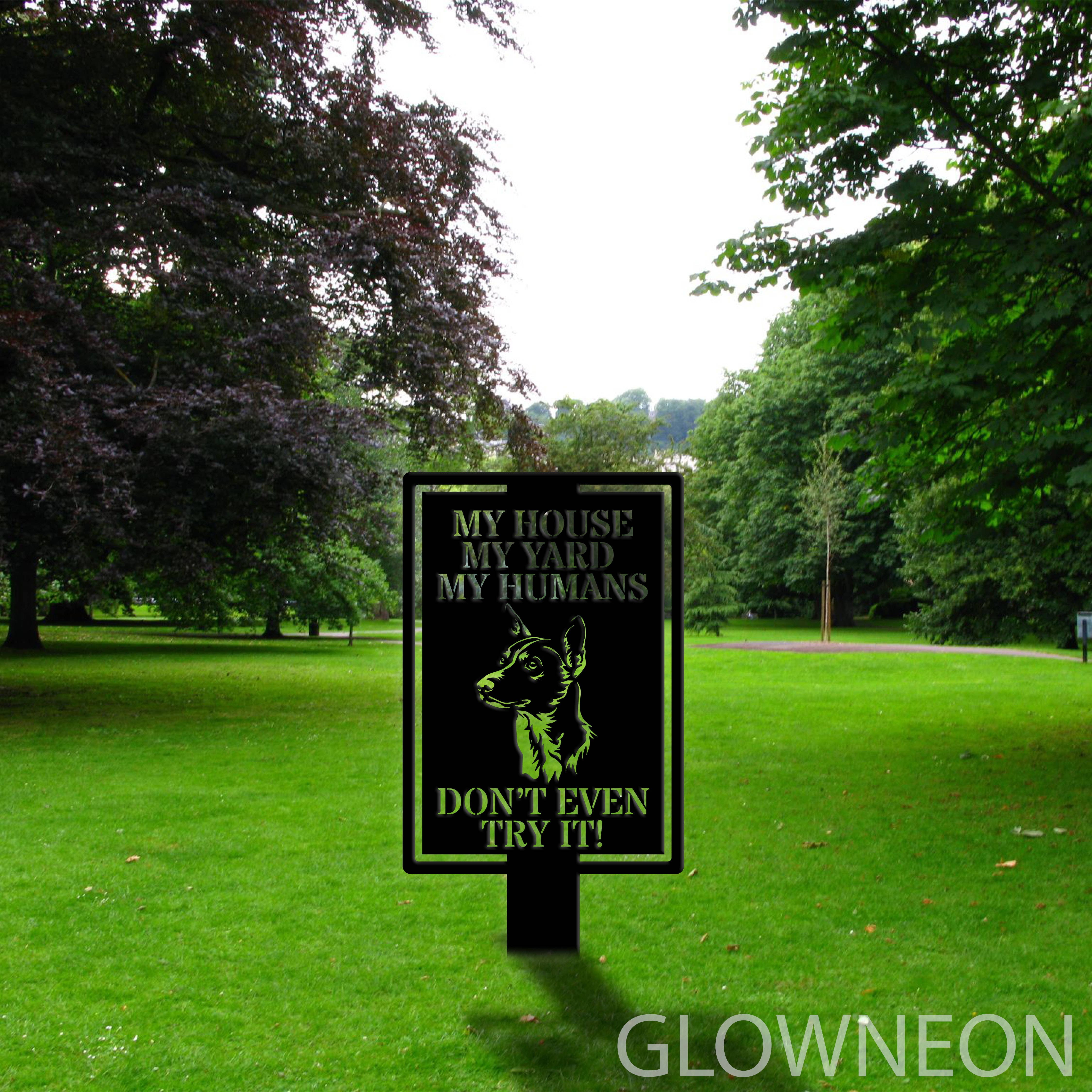 Glowneon Warning Sign Basenji Dog Metal Stake Yard, Warning Dog Sign ...