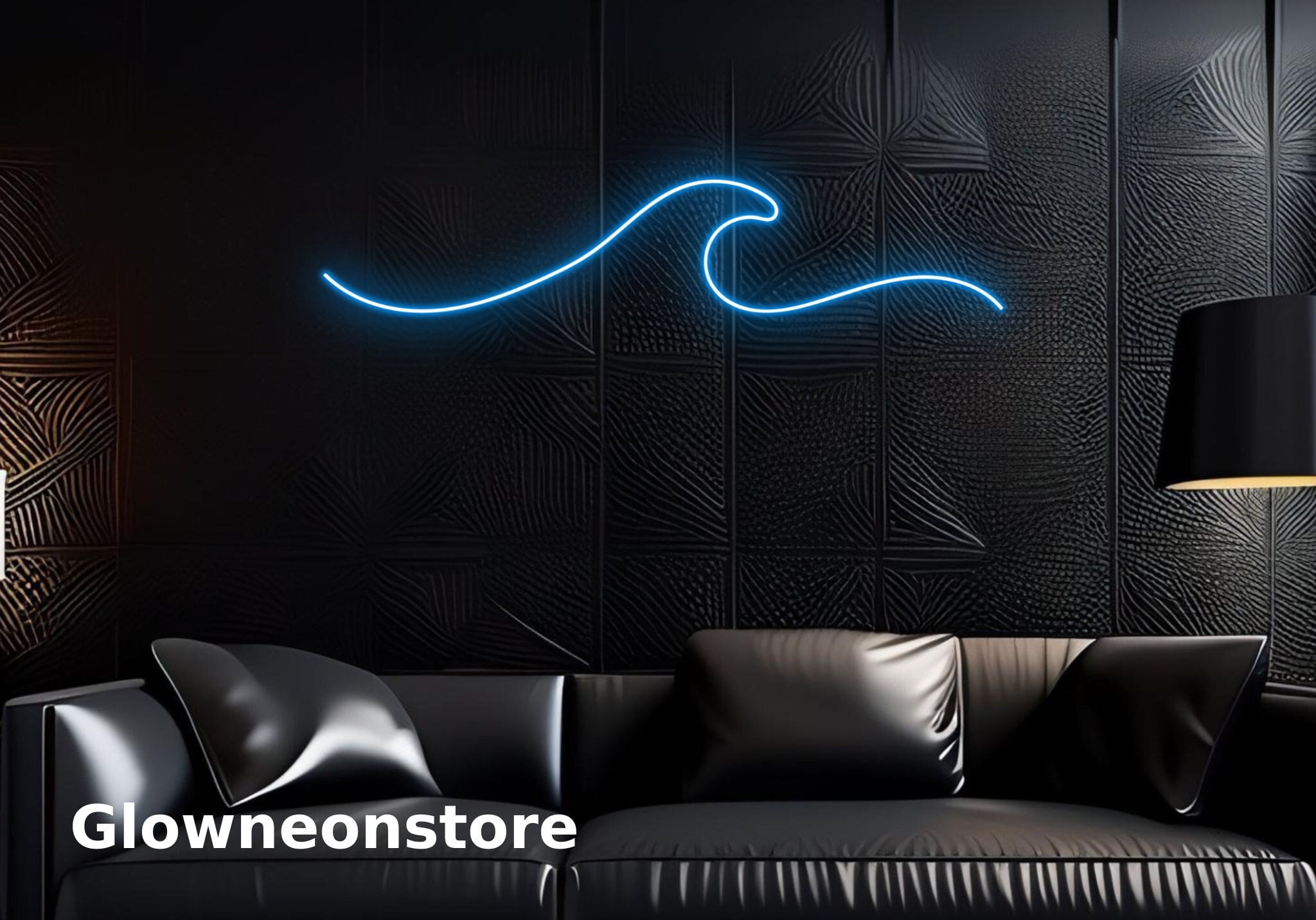 Glowneon Wave Neon Sign, Wave Led Light, Wave Line Art Led Sign, Wave ...