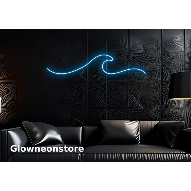 Glowneon Wave Neon Sign, Wave Led Light, Wave Line Art Led Sign, Wave ...