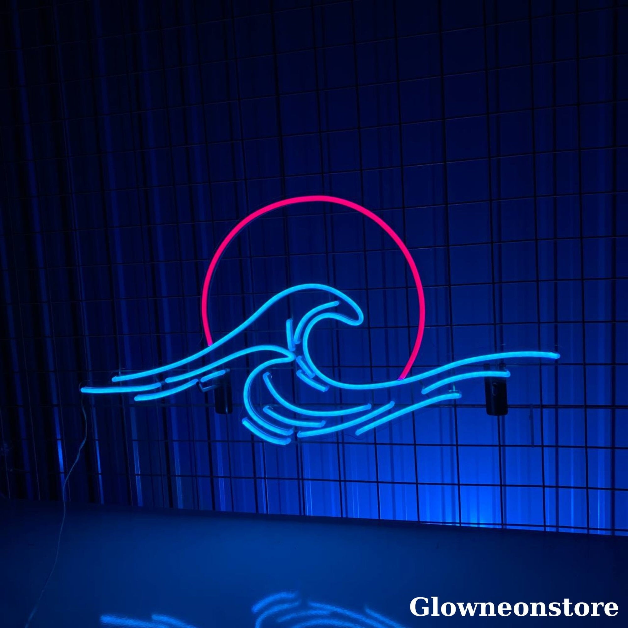 Glowneon Wave Sunset Neon Sign, Sun Ocean Led Sign, Sunset Led Sign ...