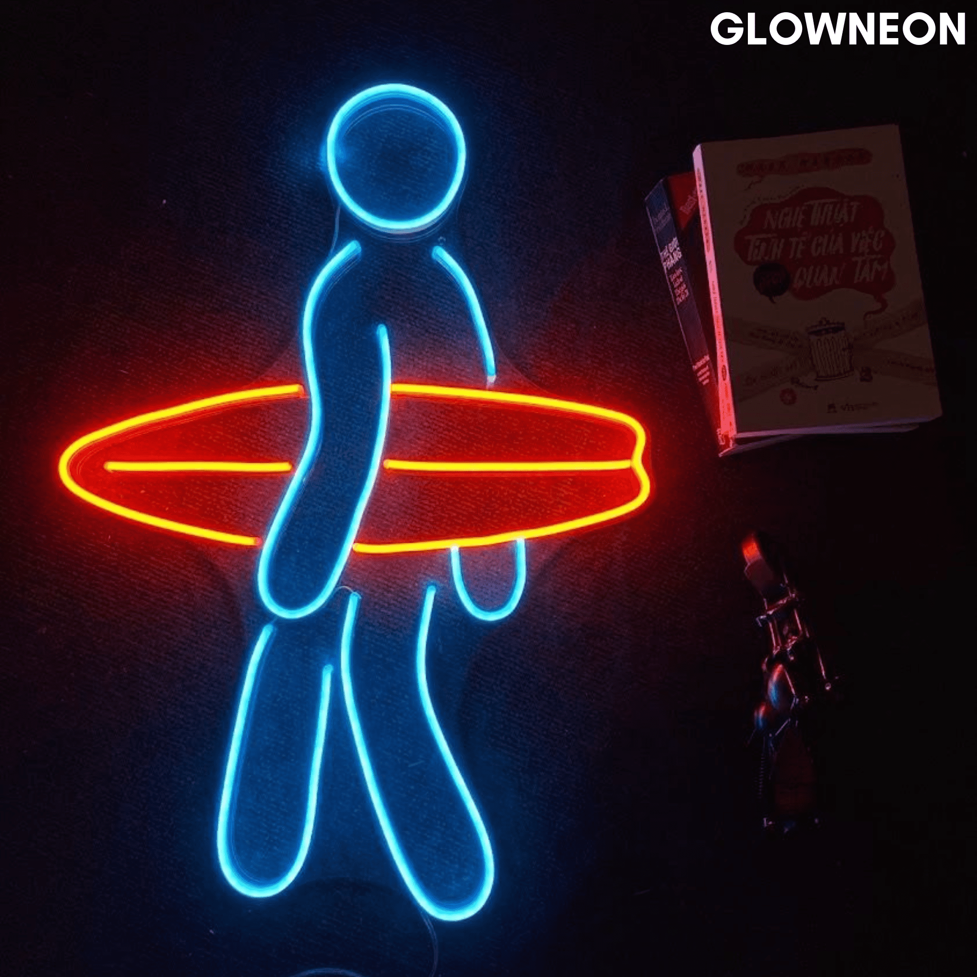 Glowneon Wave Surfer Neon Sign, Wave Surfing Led Sign, Beach Wall Art ...