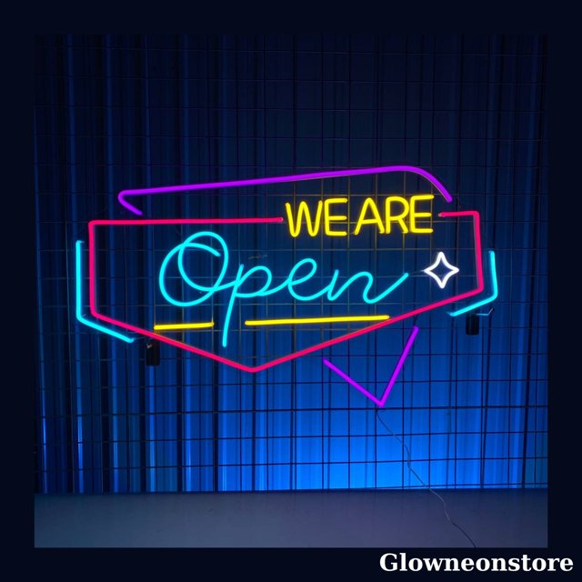 Glowneon We Are Open Neon Sign, We Are Open Led Sign, Welcome OPEN ...
