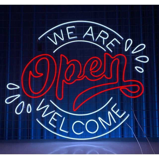 Glowneon We Are Open Welcome Neon Sign, Open Welcome Sign Decoration ...