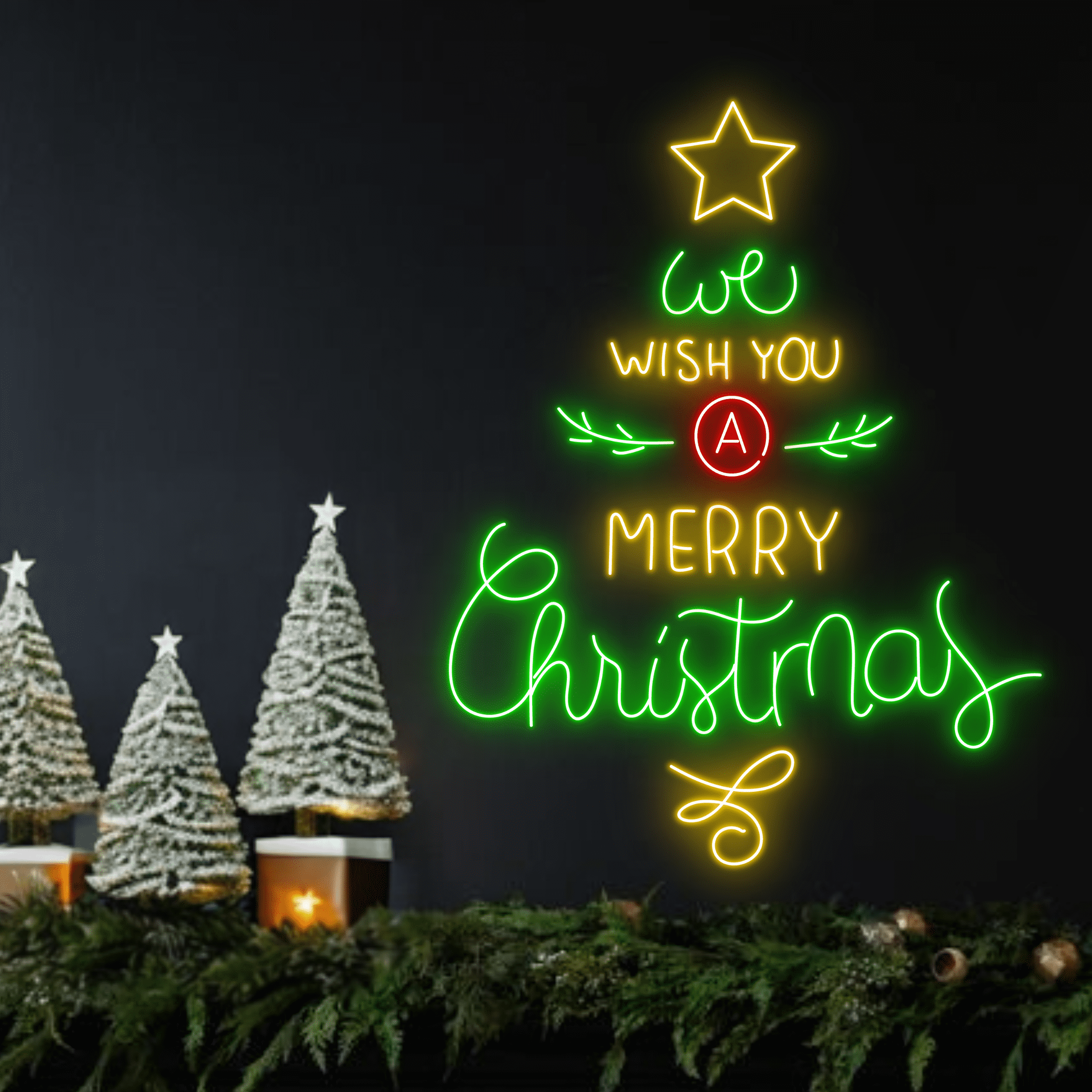 Glowneon We Wish A Mery Christmas Neon Sign, Christmas Decoration ...
