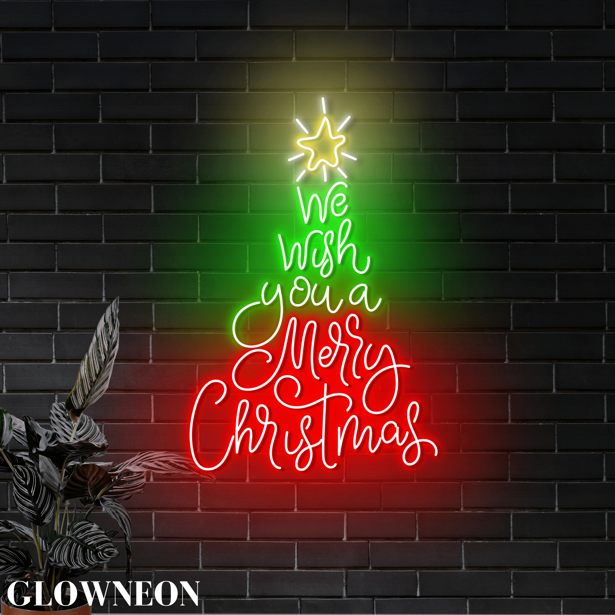 Glowneon We Wish You A Merry Christmas Led Light, Christmas Wall Art ...