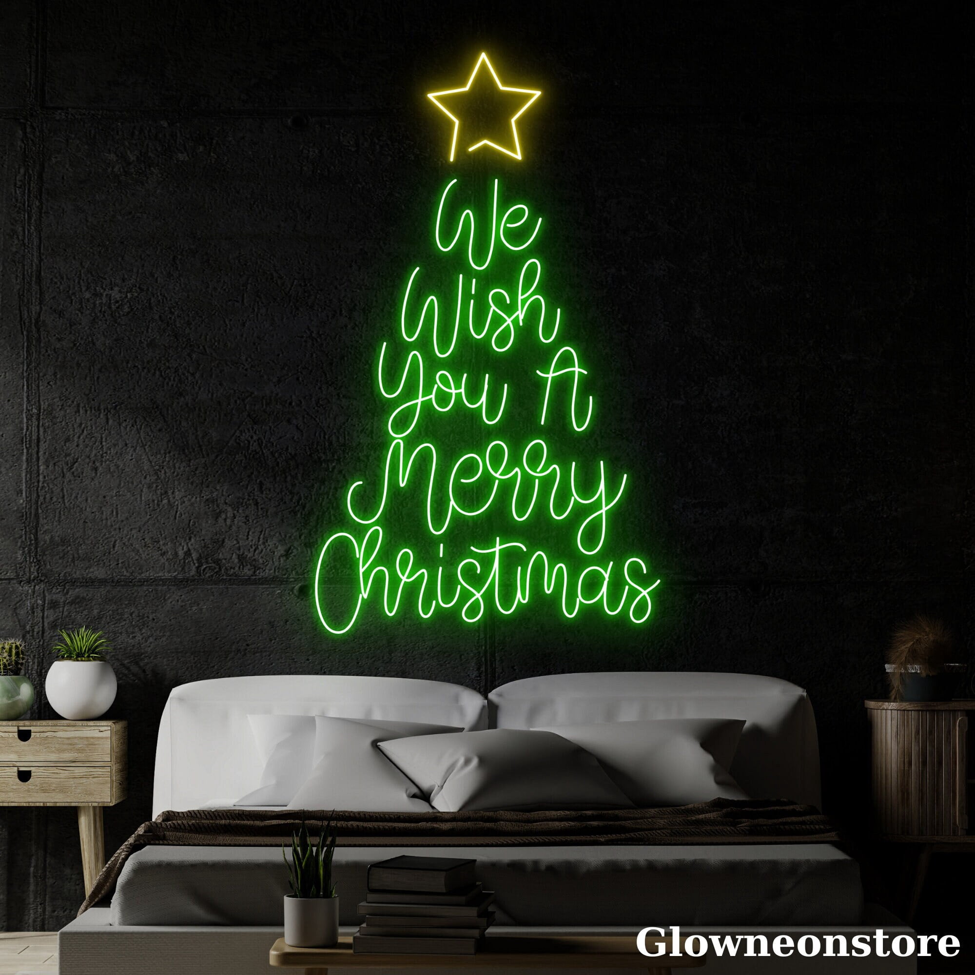 Glowneon We Wish You A Merry Christmas Neon Sign, We Wish You A Merry ...
