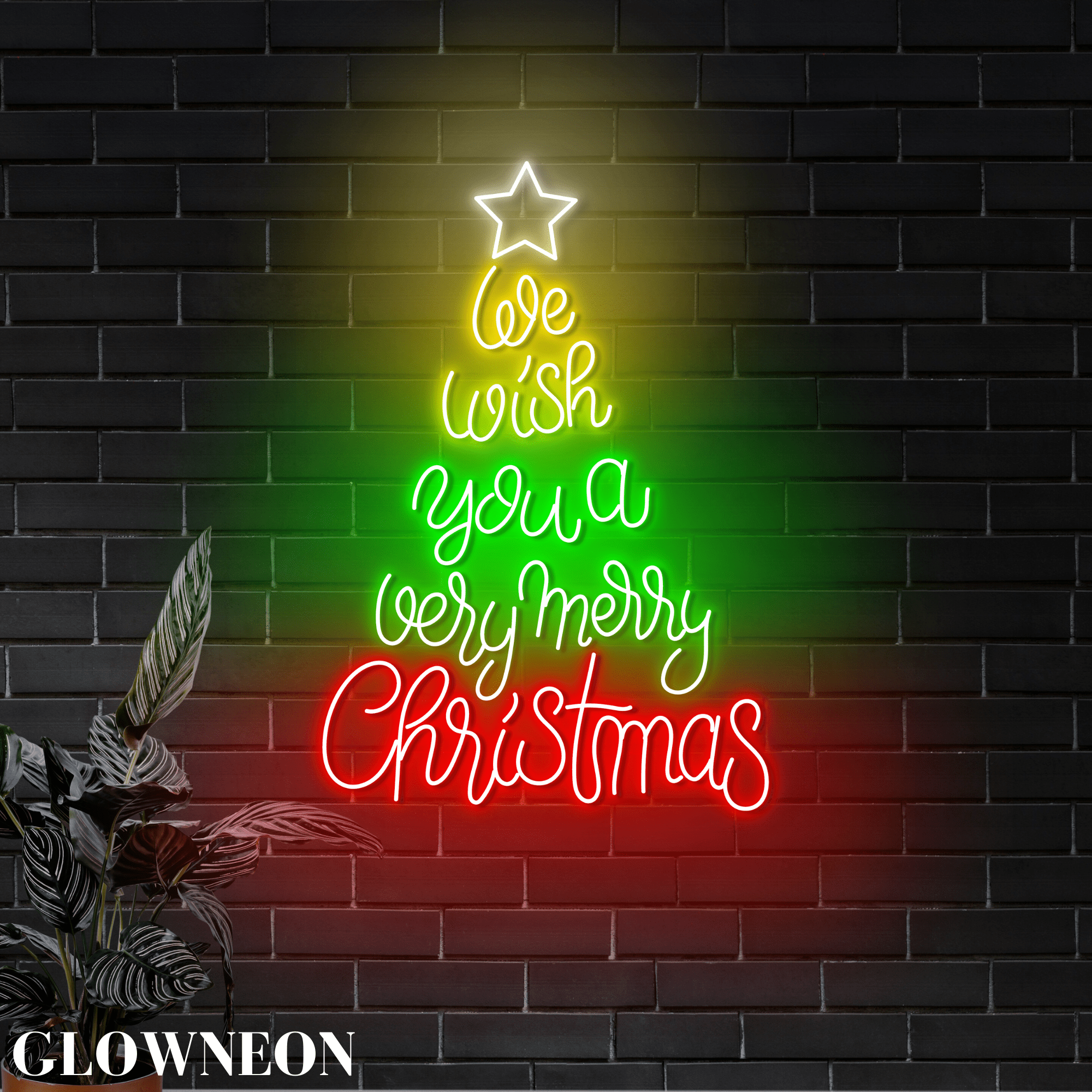 Glowneon We Wish You A Very Merry Christmas Wall Led Light, Xmas Sign ...