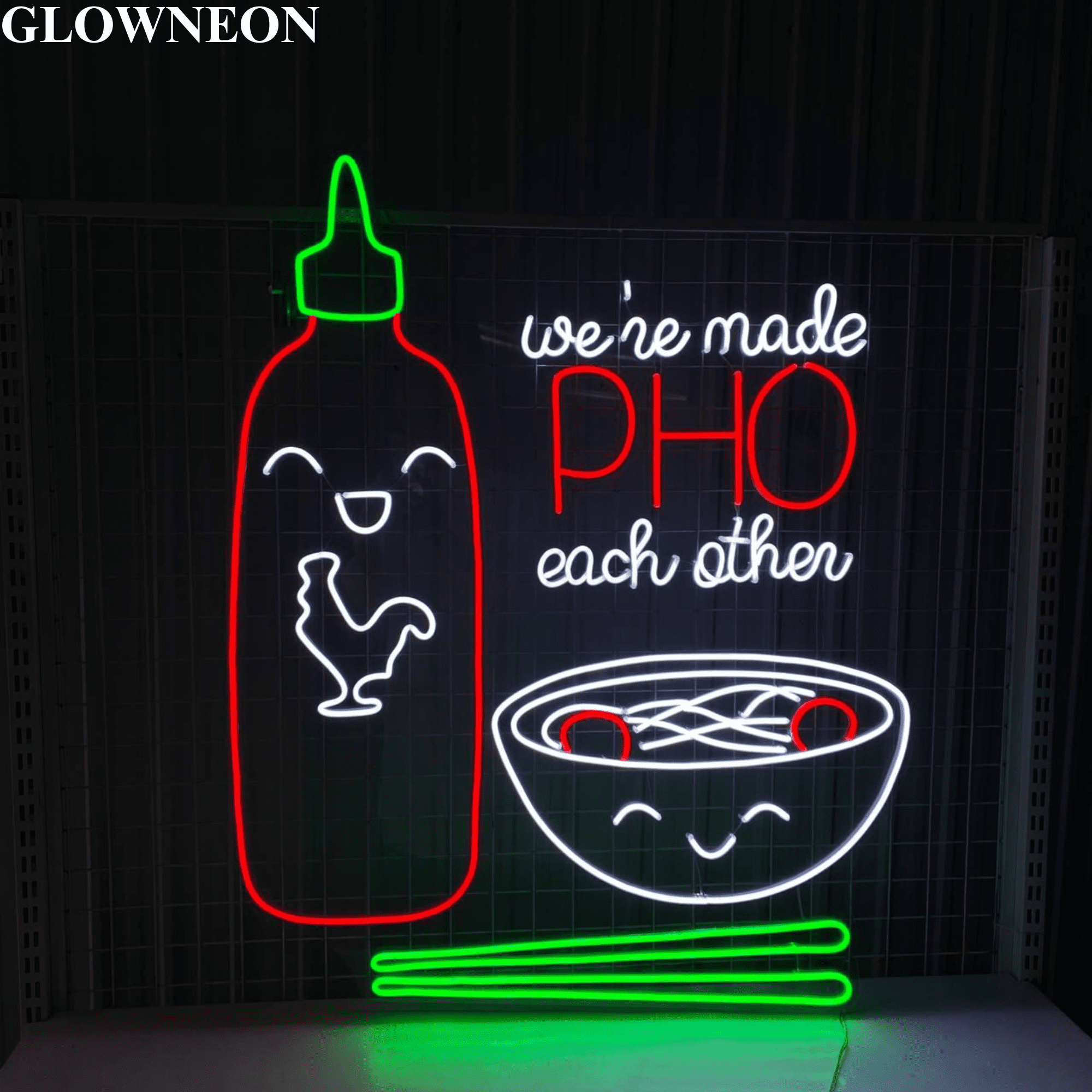 Glowneon We're Made Pho Each Other Neon Sign, Vietnamese Pho Wall Art ...