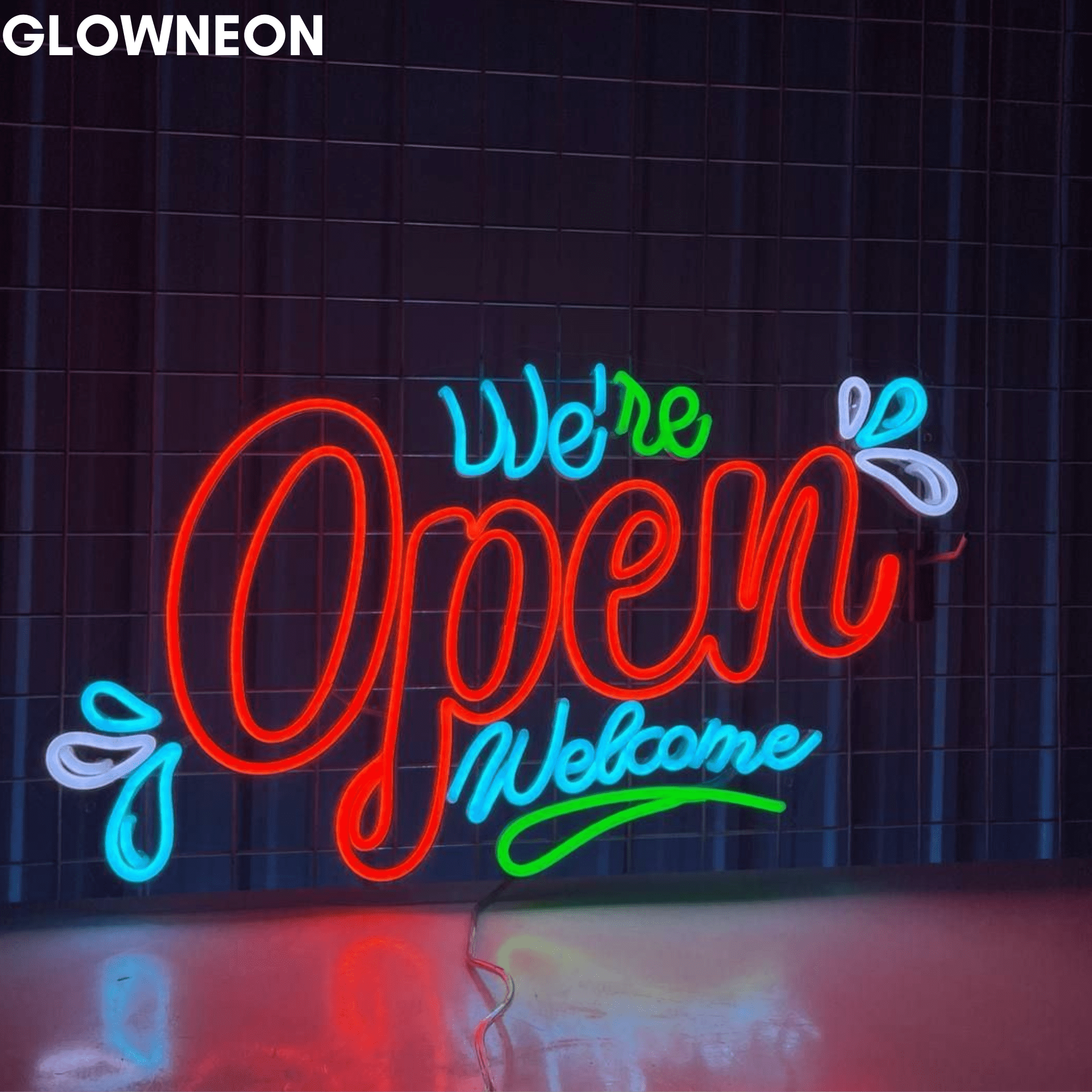 Glowneon We're Open Welcome Neon Sign, Welcome Led Sign For Business ...
