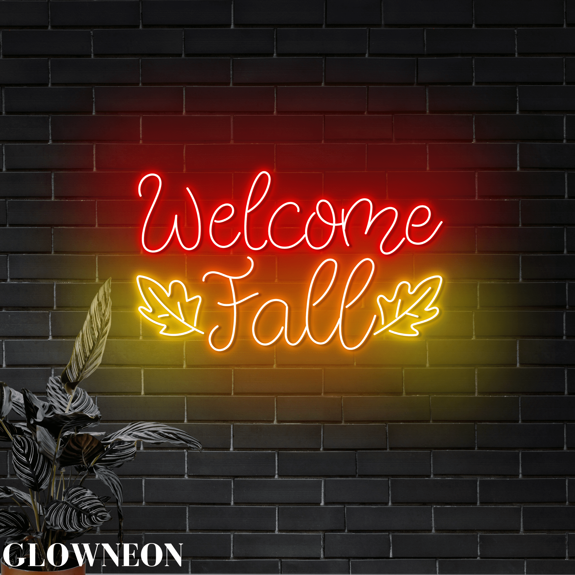 Glowneon Welcome Fall Led Wall Decor, Fall Thanksgiving Neon Wall Art ...