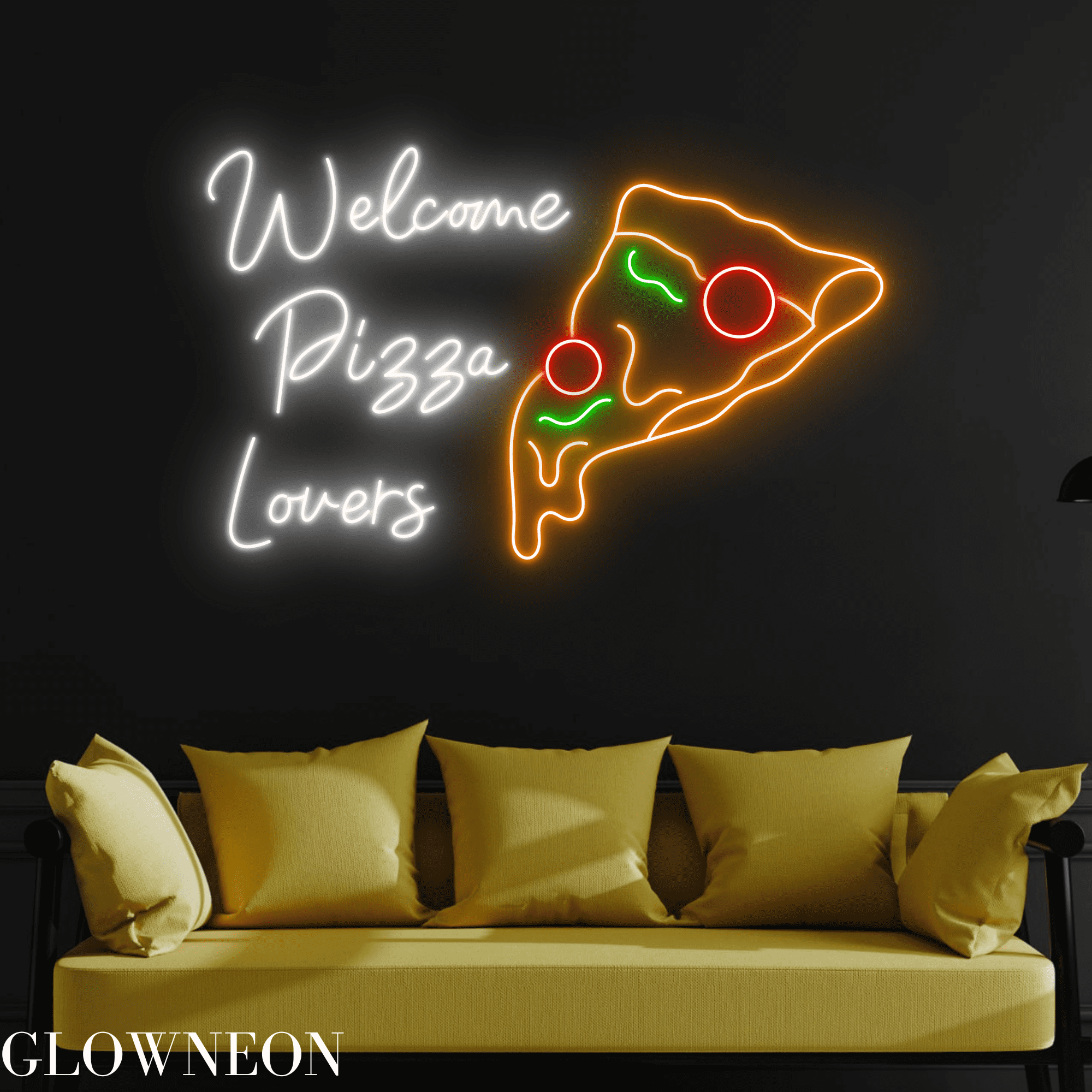 Glowneon Welcome Pizza Lovers Neon Sign, Pizza Store Welcome Led Sign ...