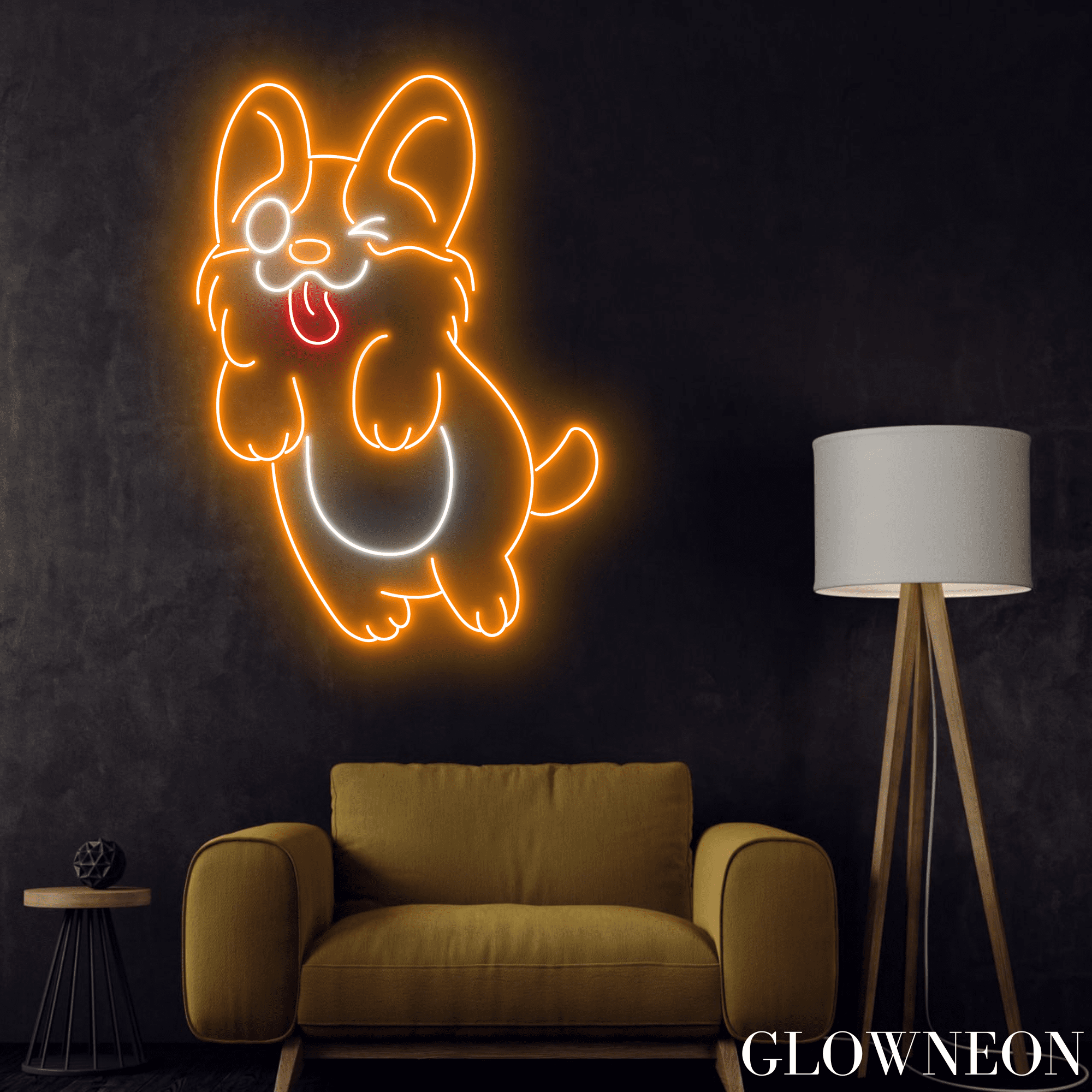 Glowneon Welsh Corgi Neon Sign, Corgi Jumping Led Sign, Gift For Kids ...