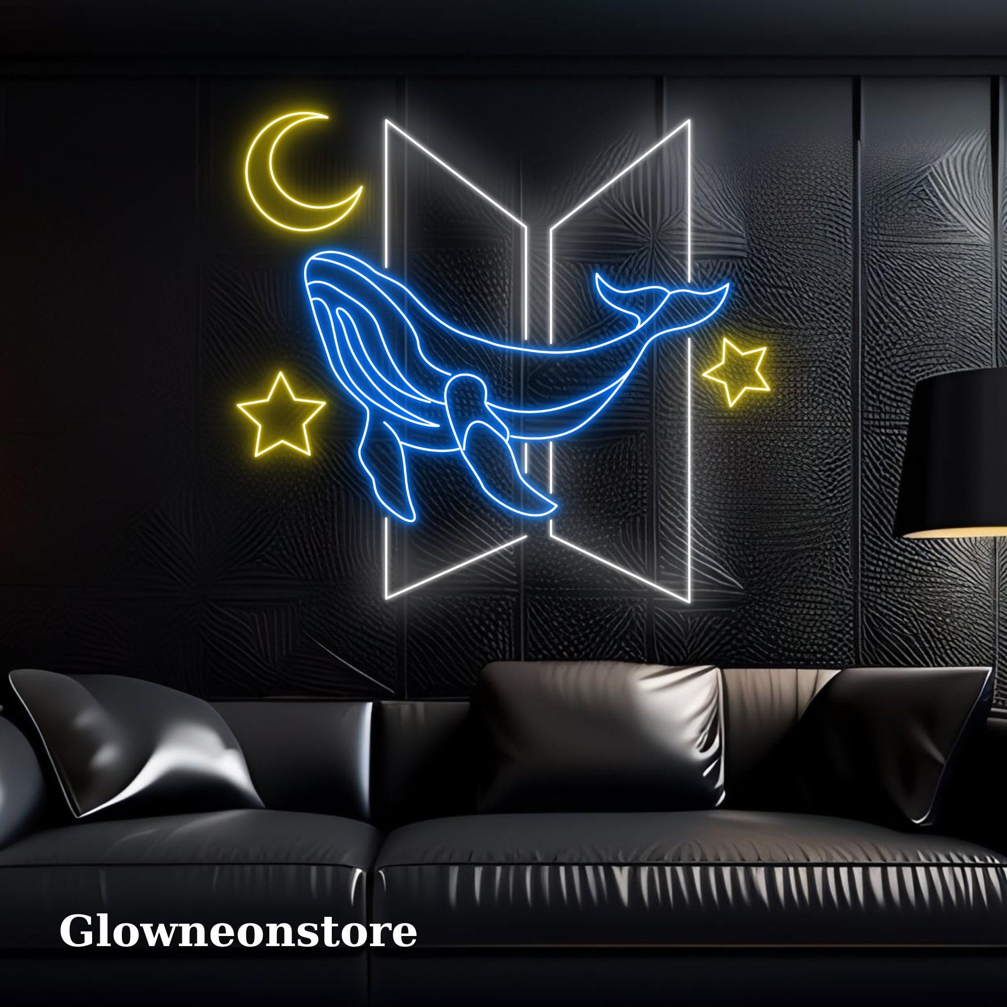 Glowneon Whale Star Neon Sign, Whale Space Led Light, Whale Space Star ...