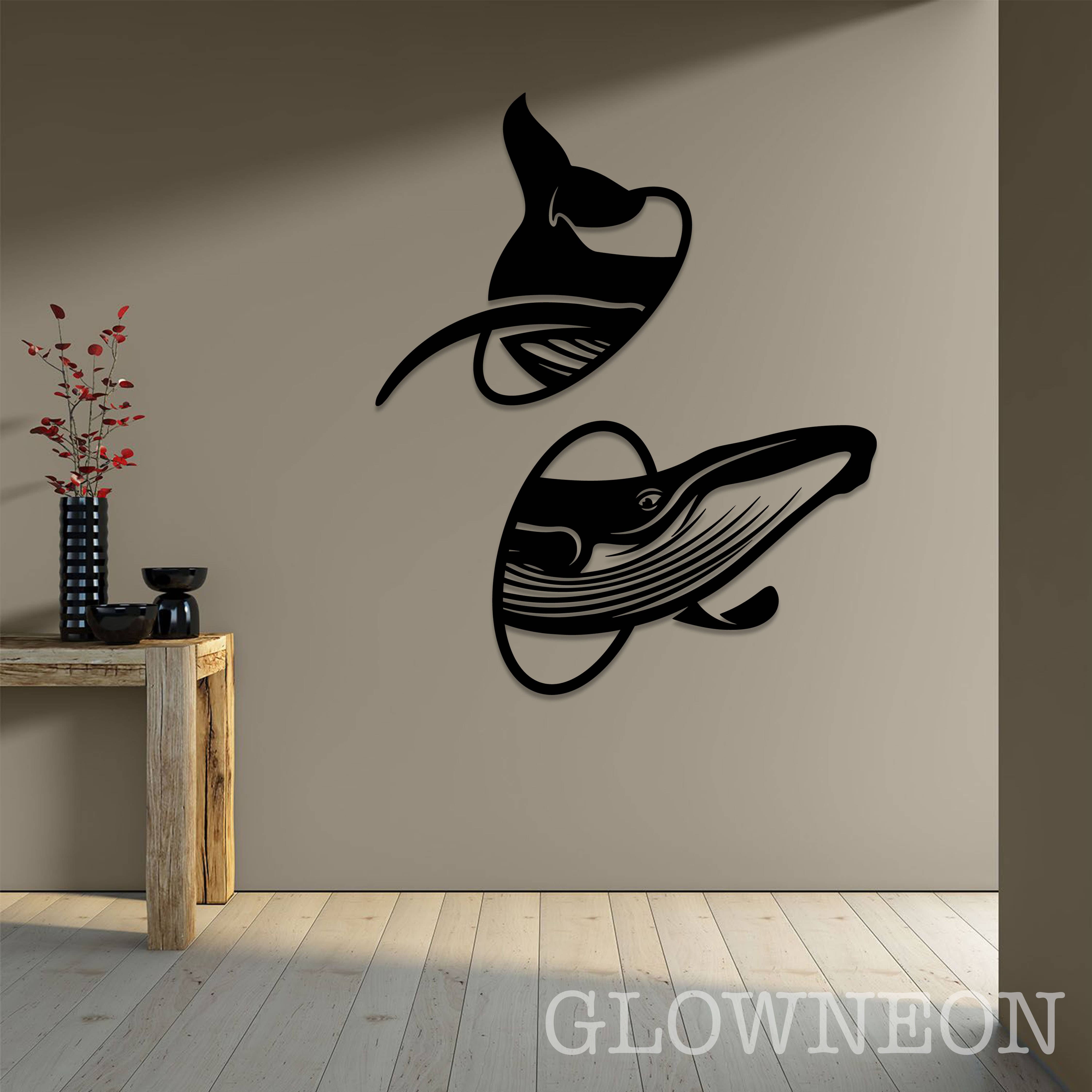 Glowneon Whale Wall Art, Blue Whale Metal Wall Art, Whale Lover Gifts ...