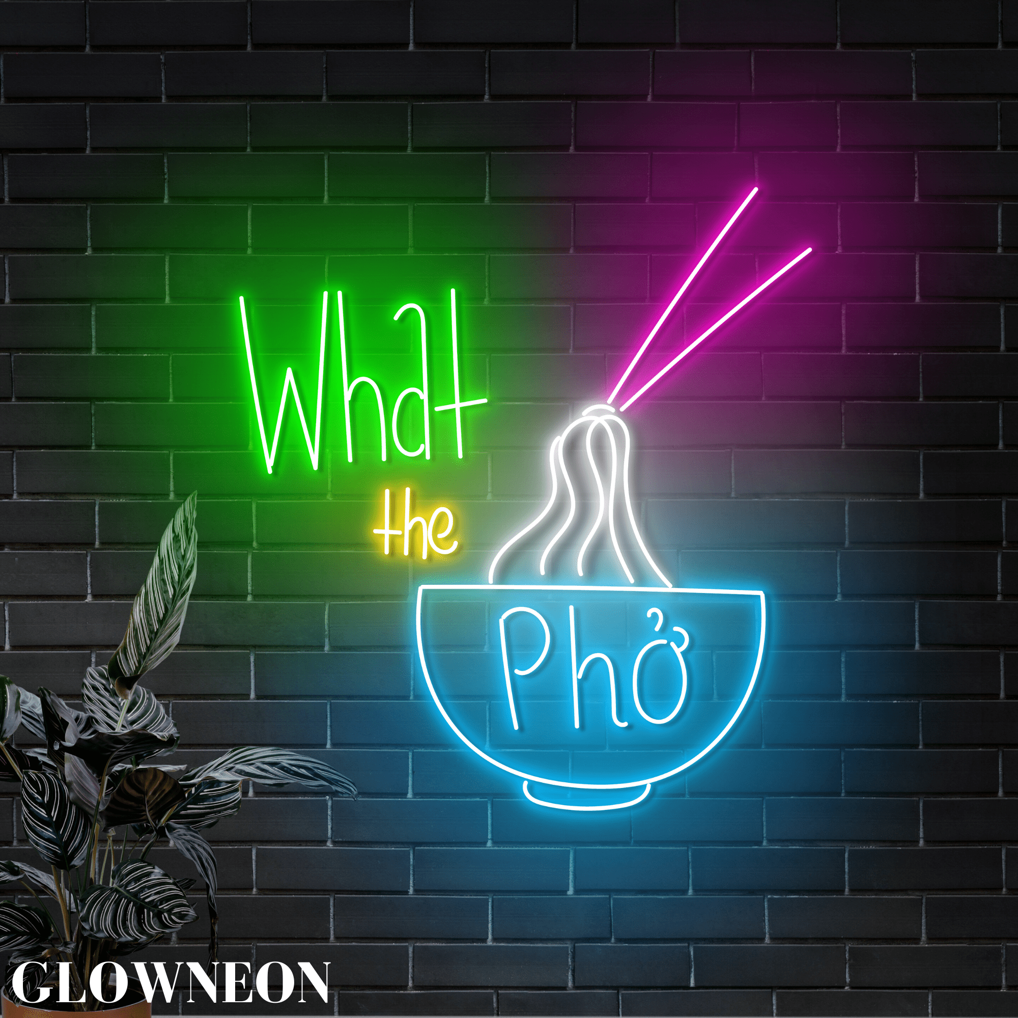 Glowneon What The Pho Neon Sign, Beef Pho Restaurant Vietnam Wall Art ...